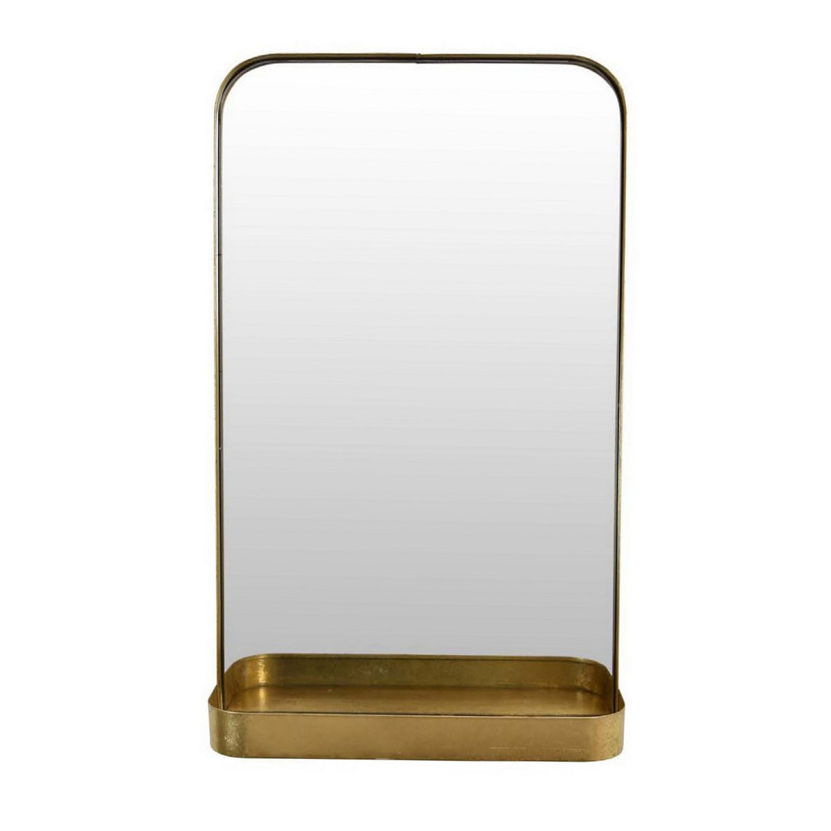 Benjara Feno Decorative Wall Mirror W Rack, Portrait Style 30 Inch Gold ...