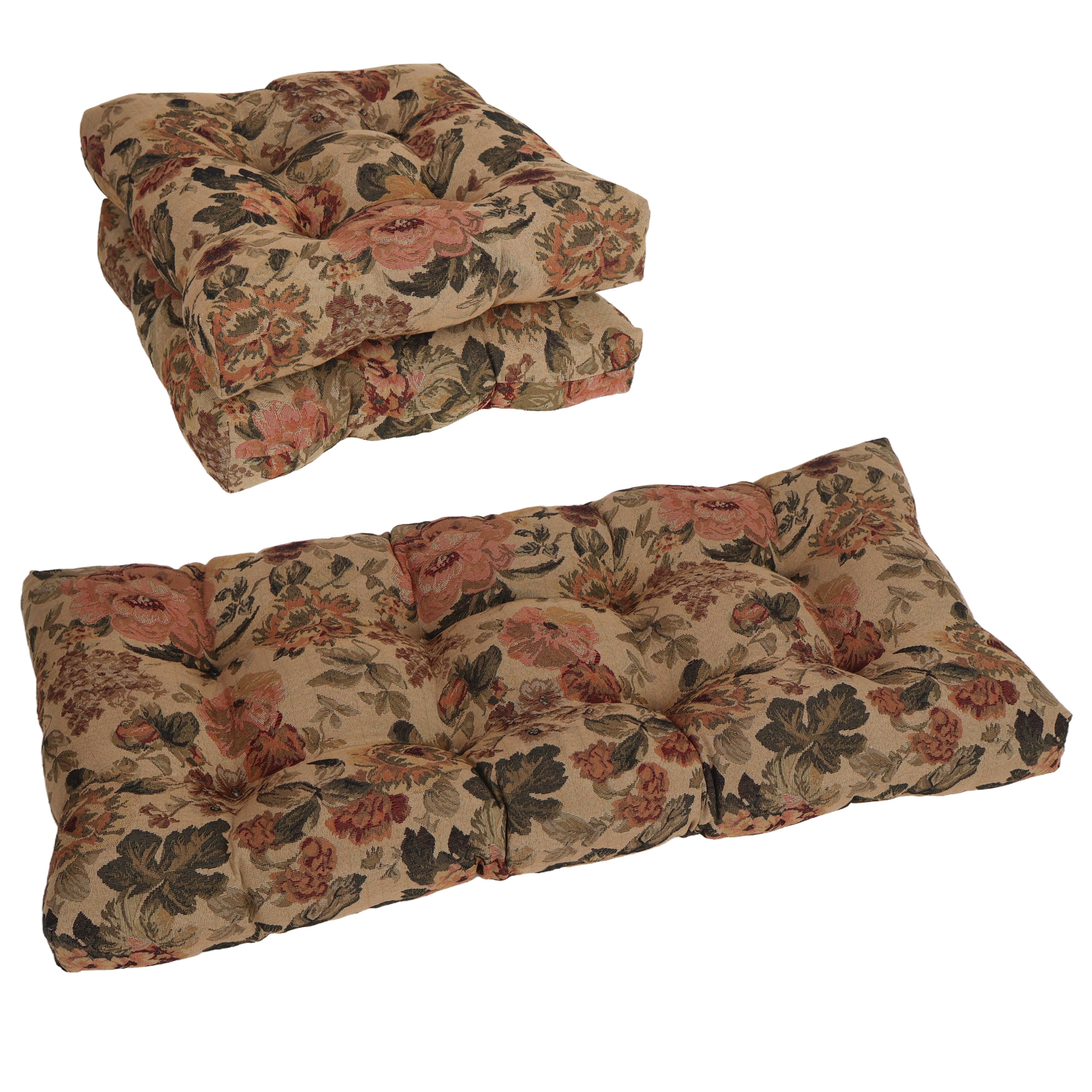 Blazing Needles Tufted Tapestry Settee Cushions (Set Of 3) | Wayfair