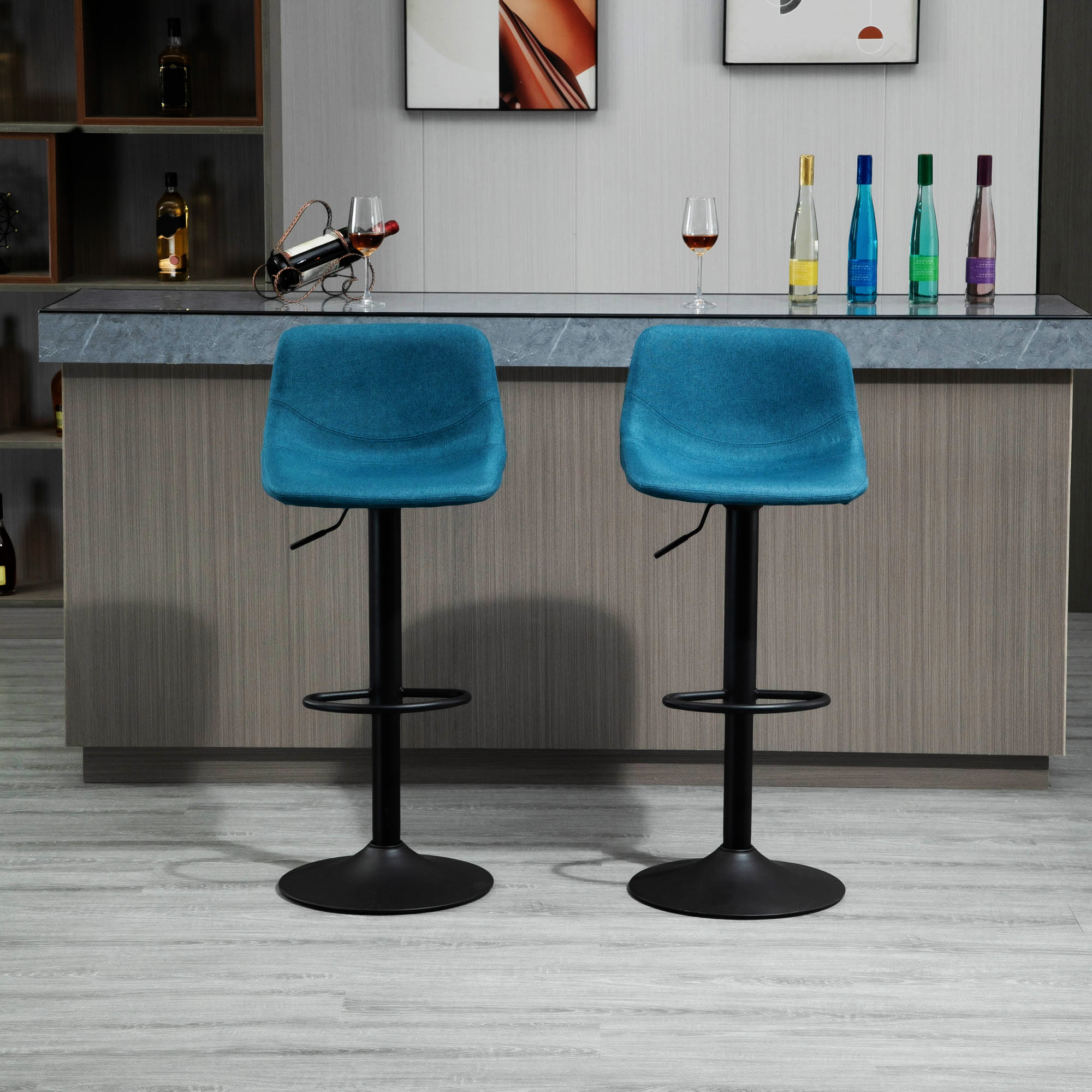 Corrigan Studio® HOMCOM Adjustable Bar Stools, Swivel Bar Height Chairs ...
