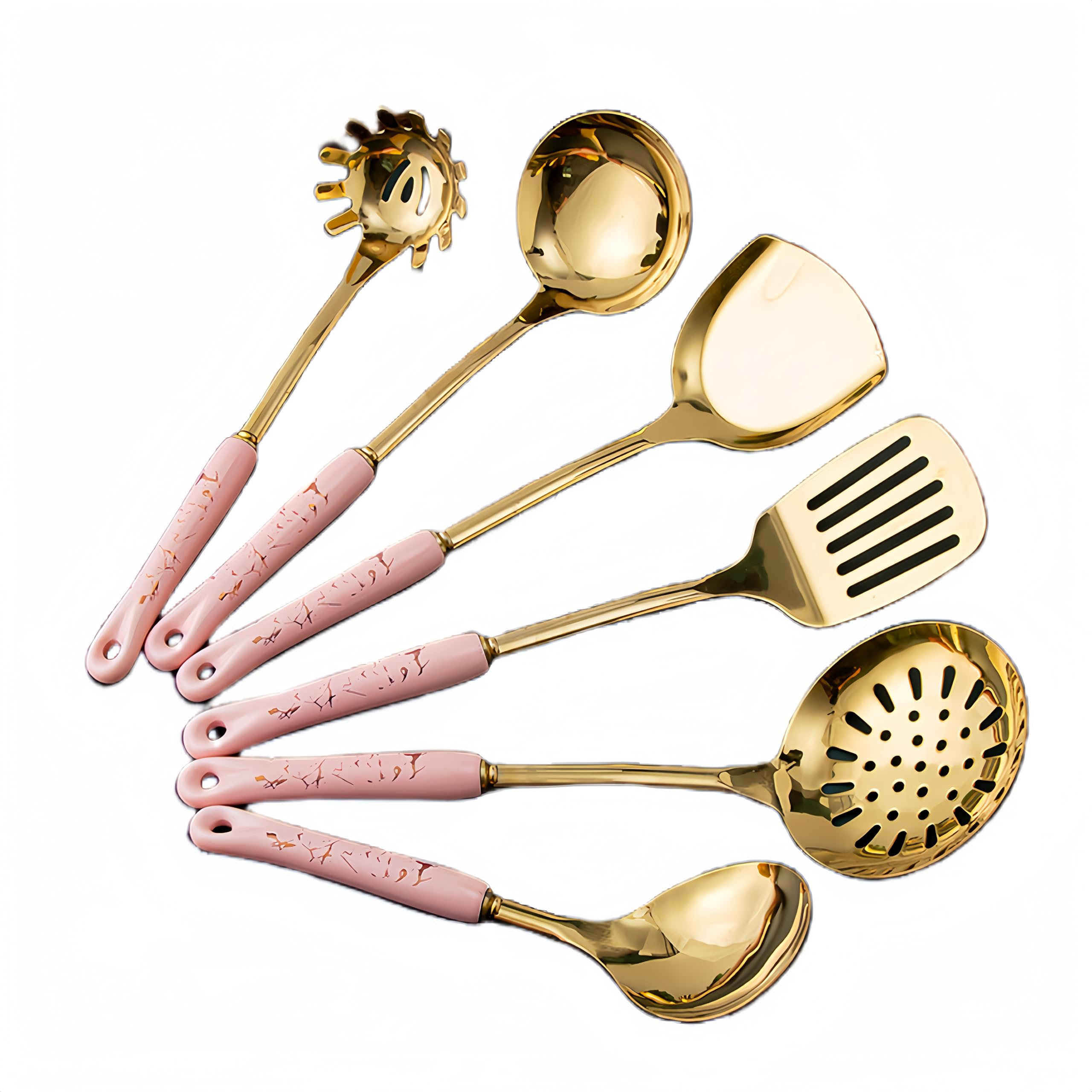 HAPPY LIFE 7-Piece Stainless Steel Kitchen Utensil Set With Rotating ...