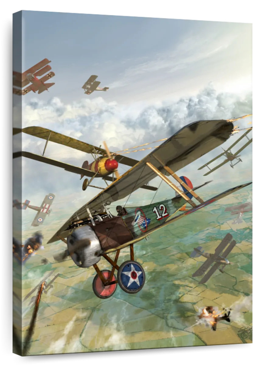 Ebern Designs Mehar WWI US Biplane Attacking Germans | Wayfair