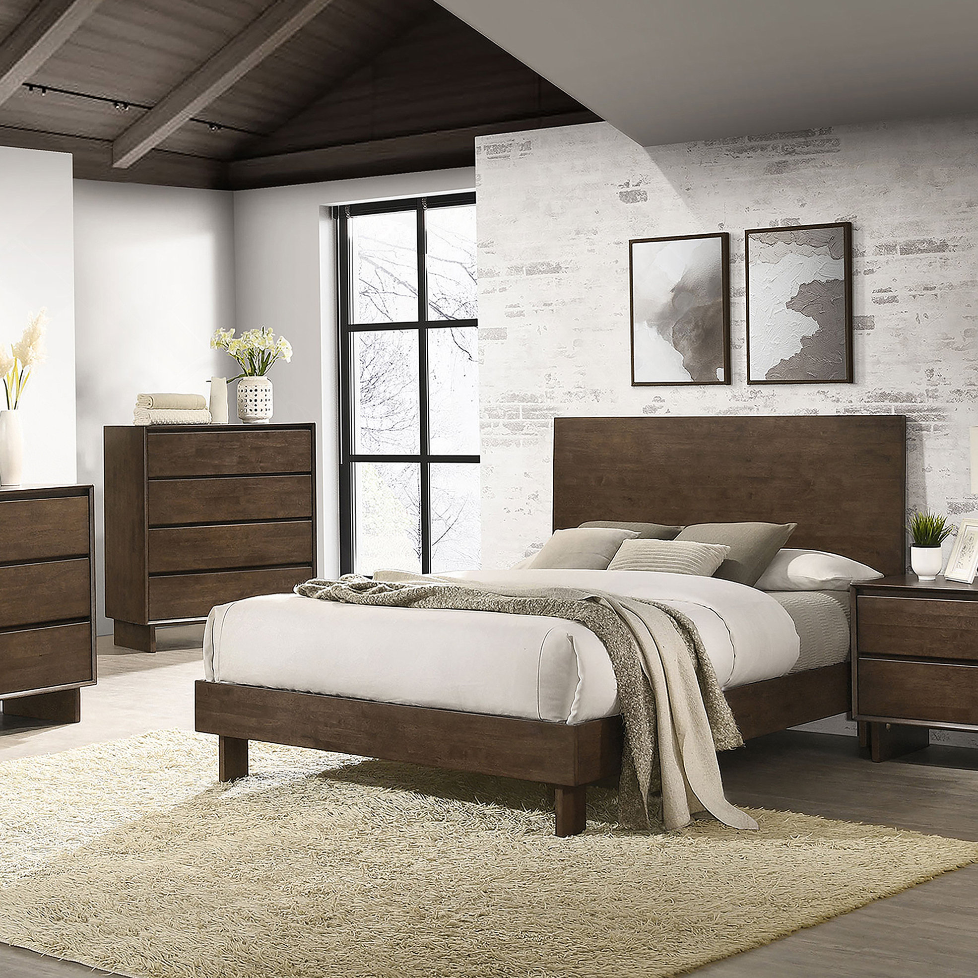 Hokku Designs Hemlock Warm Brown Queen Platform Panel Bed | Wayfair