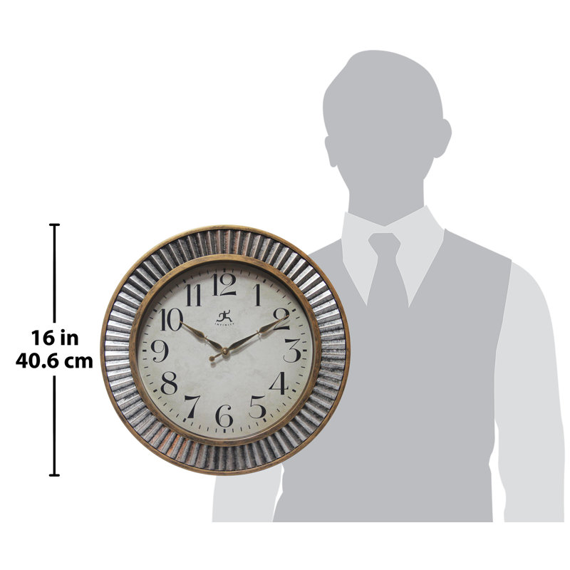 August Grove® Ballinger Industrial Round Plastic Wall Clock 16 inches ...