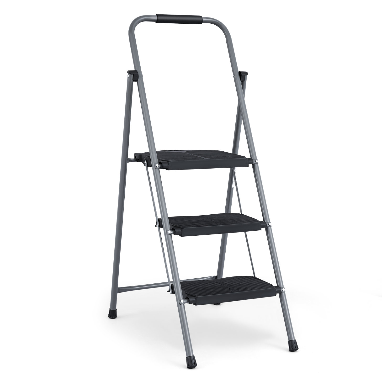 WFX Utility™ 3 Step Ladder Foldable Stool without Tools Tray, Wide ...