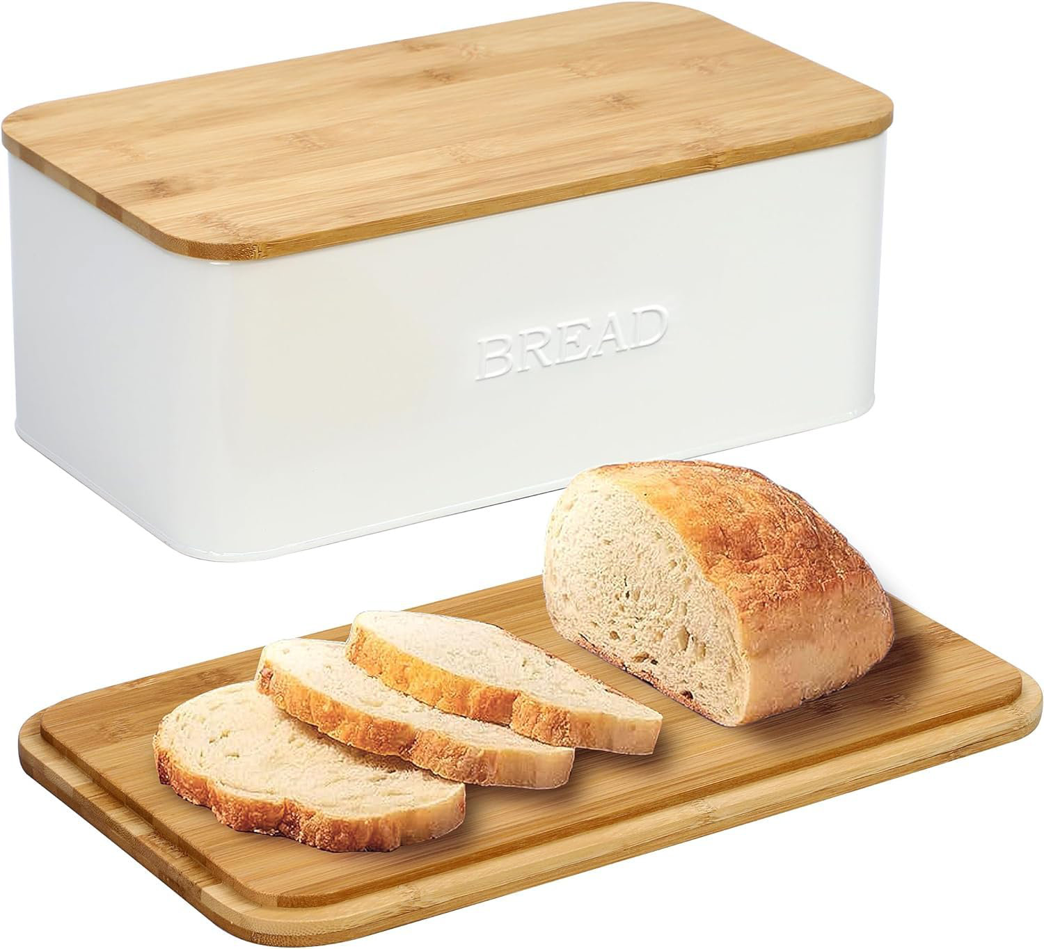 Gracie Oaks White Bread Box For Kitchen Countertop, Bread Box With ...
