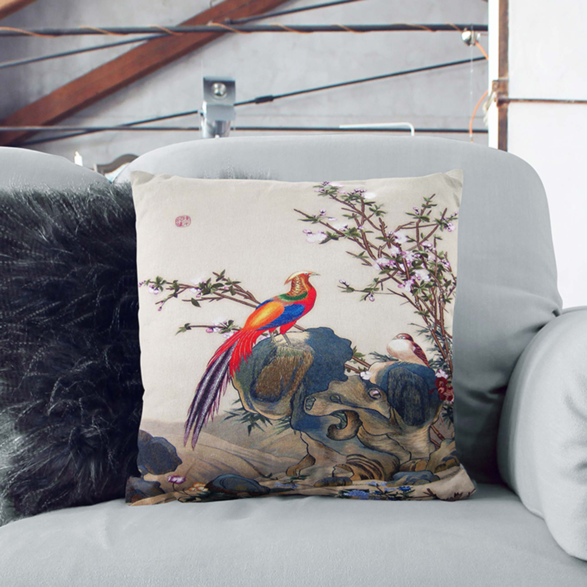 East Urban Home Long-Tailed Bird by Lang Shining Cushion with Filling ...