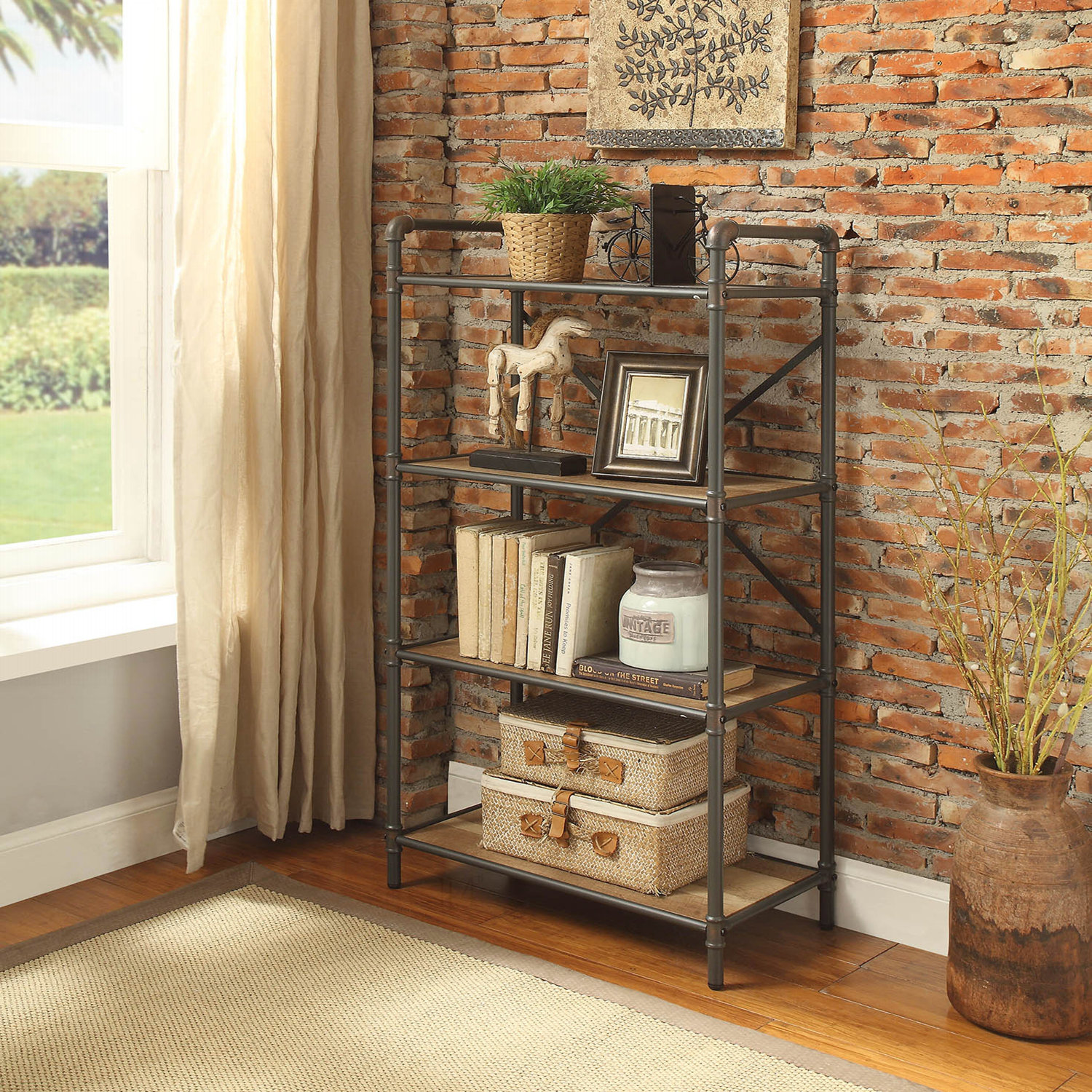 Williston Forge Versatile Antique Oak and Grey Bookshelf for All Your ...