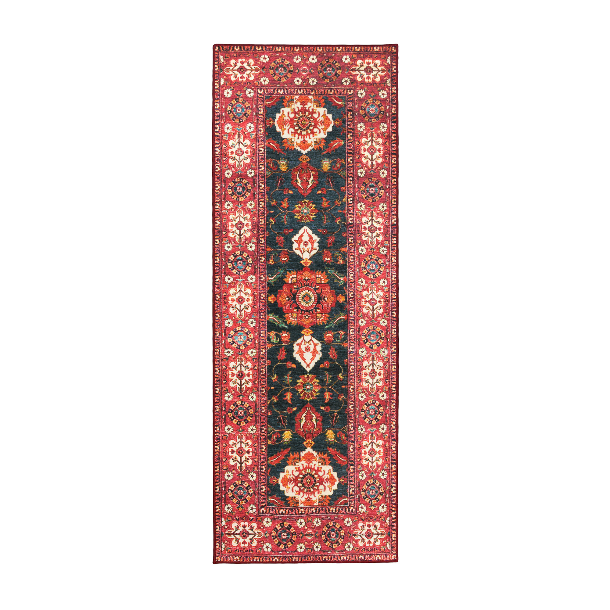 My Magic Carpet Ramage Indigo Oriental Flatweave Red/Black Area Rug ...