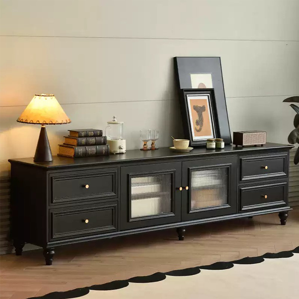 Creature B Comforts Elegant TV Cabinet with Metal Handles Solid Wood ...