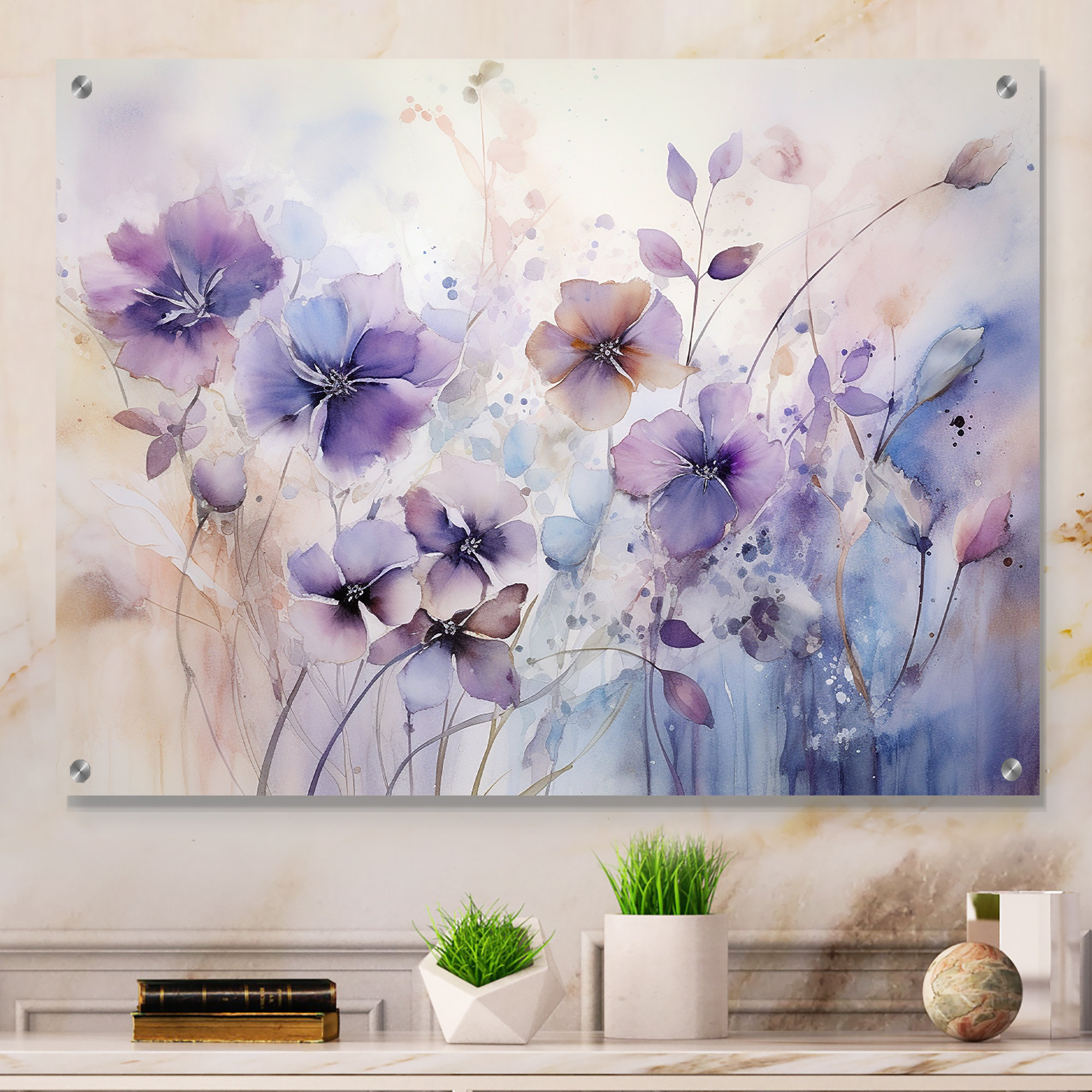 Design Art Purple Mystical Blooms III - Abstract Botanicals Acrylic ...