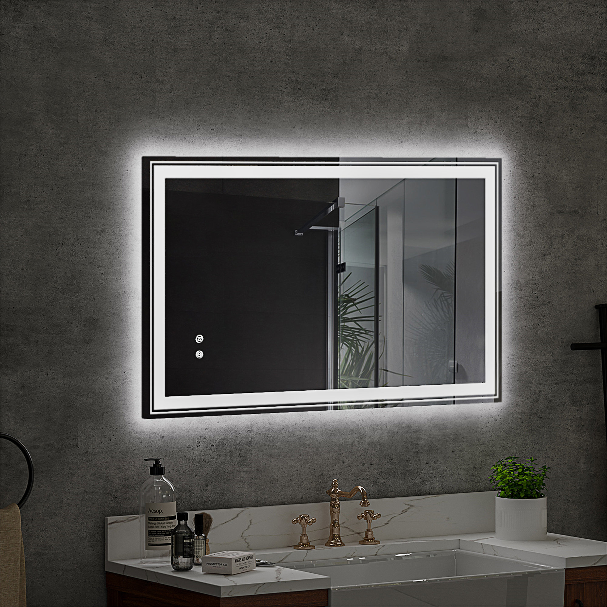 Ivy Bronx Iemy LED-Lit wall mounted Bathroom Vanity Mirror, Anti-fog ...