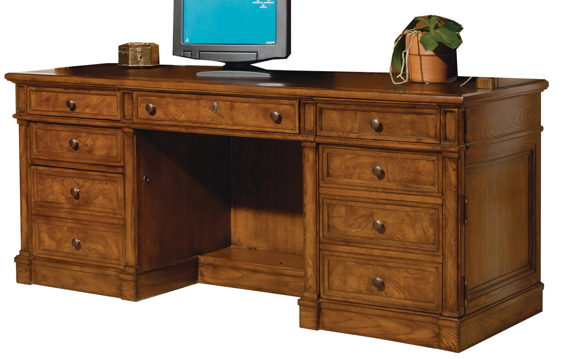 Darby Home Co Metro 72" Wide Executive Credenza, Urban Ash Burl Finish ...