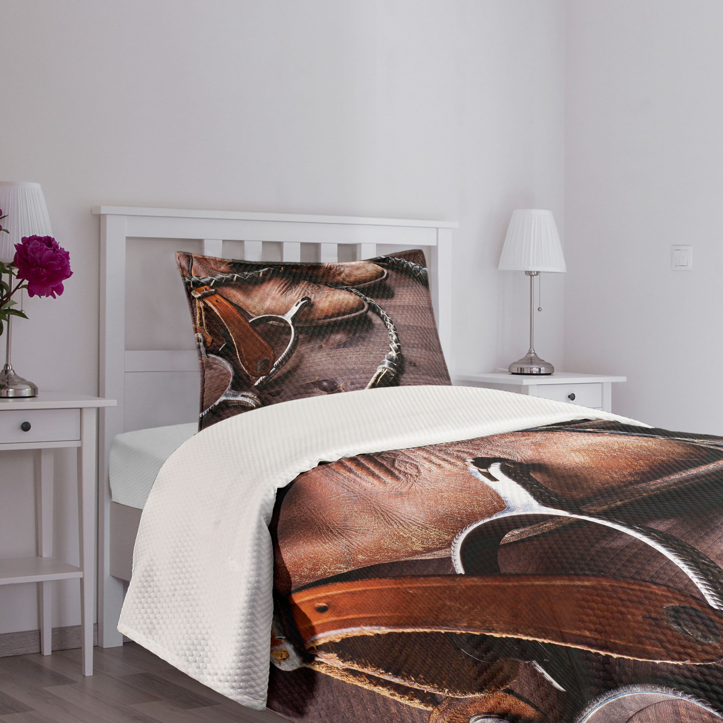Ambesonne Western Bedspread Set Rustic Rodeo Cowboy Brown | Wayfair