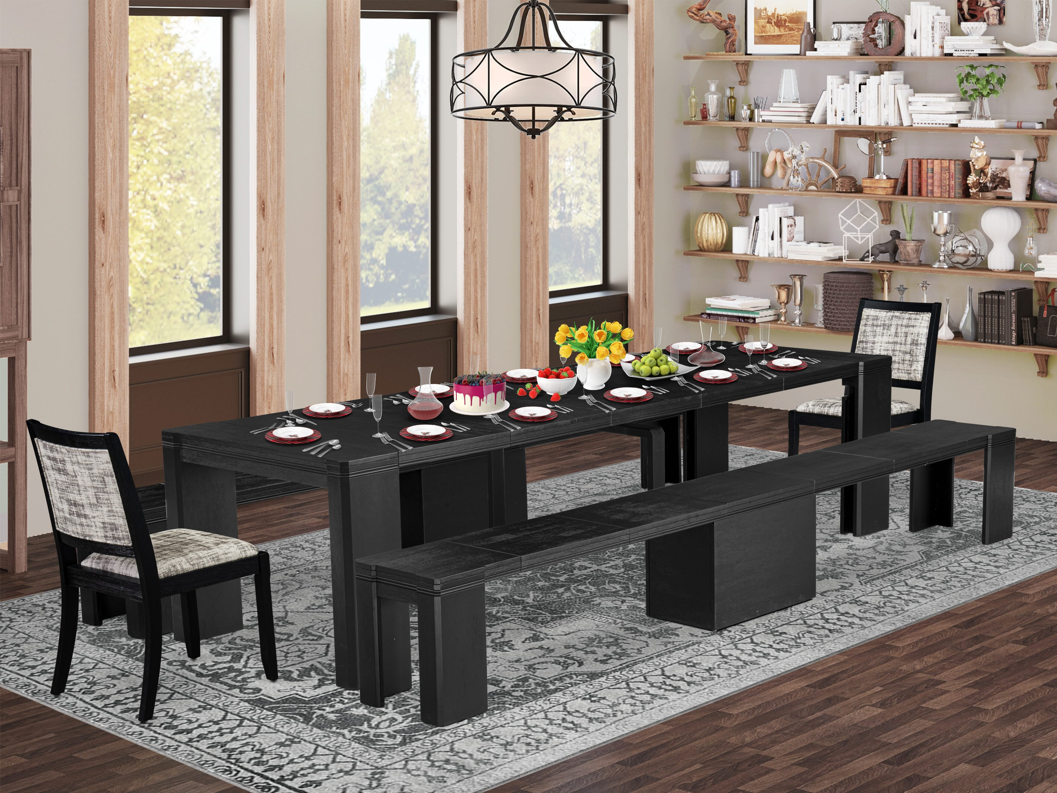 Red Barrel Studio® 5 Pieces Extendable Dining Set Includes a Xtenczar ...