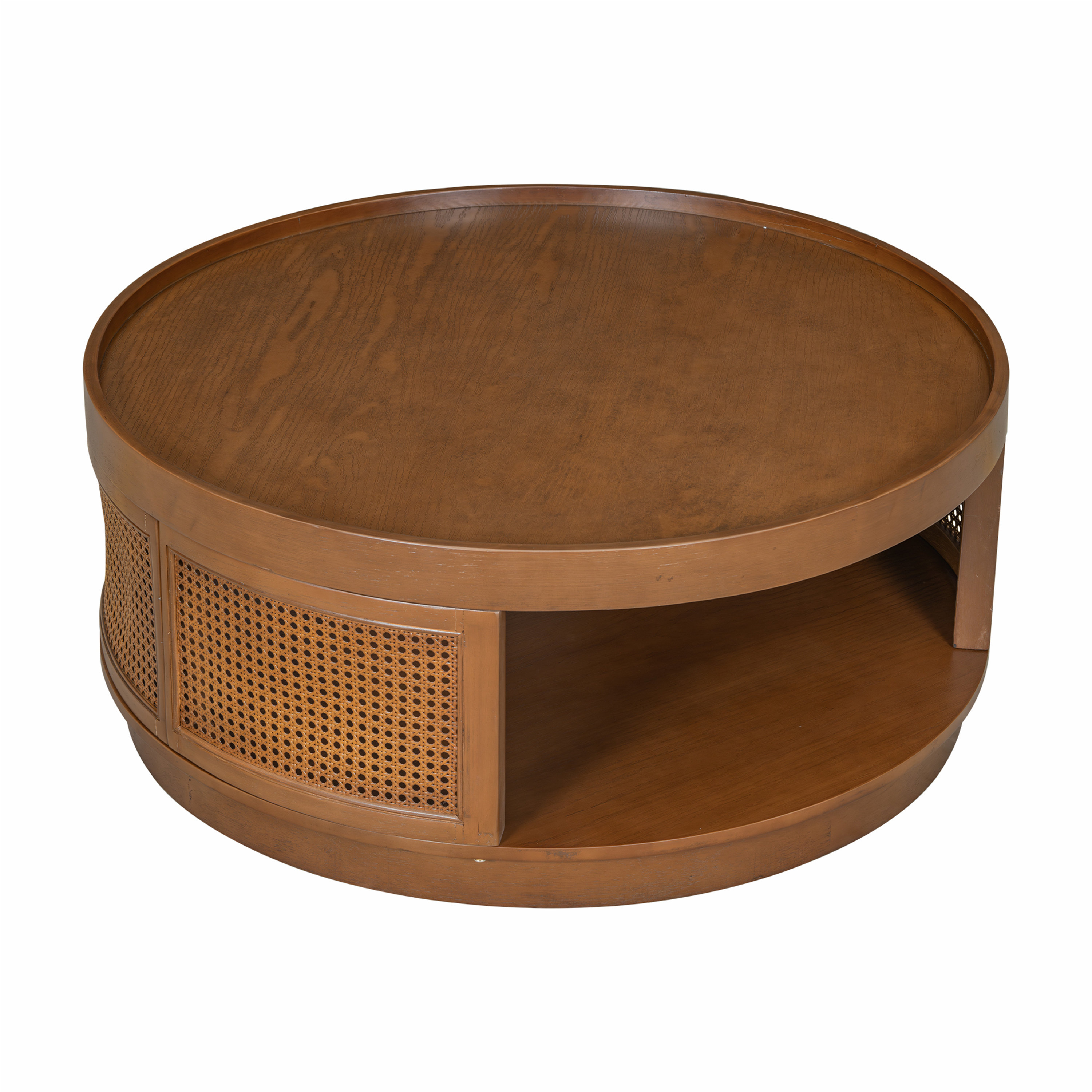 Red Barrel Studio® Round Cane Coffee Table with PE Rattan Side | Wayfair