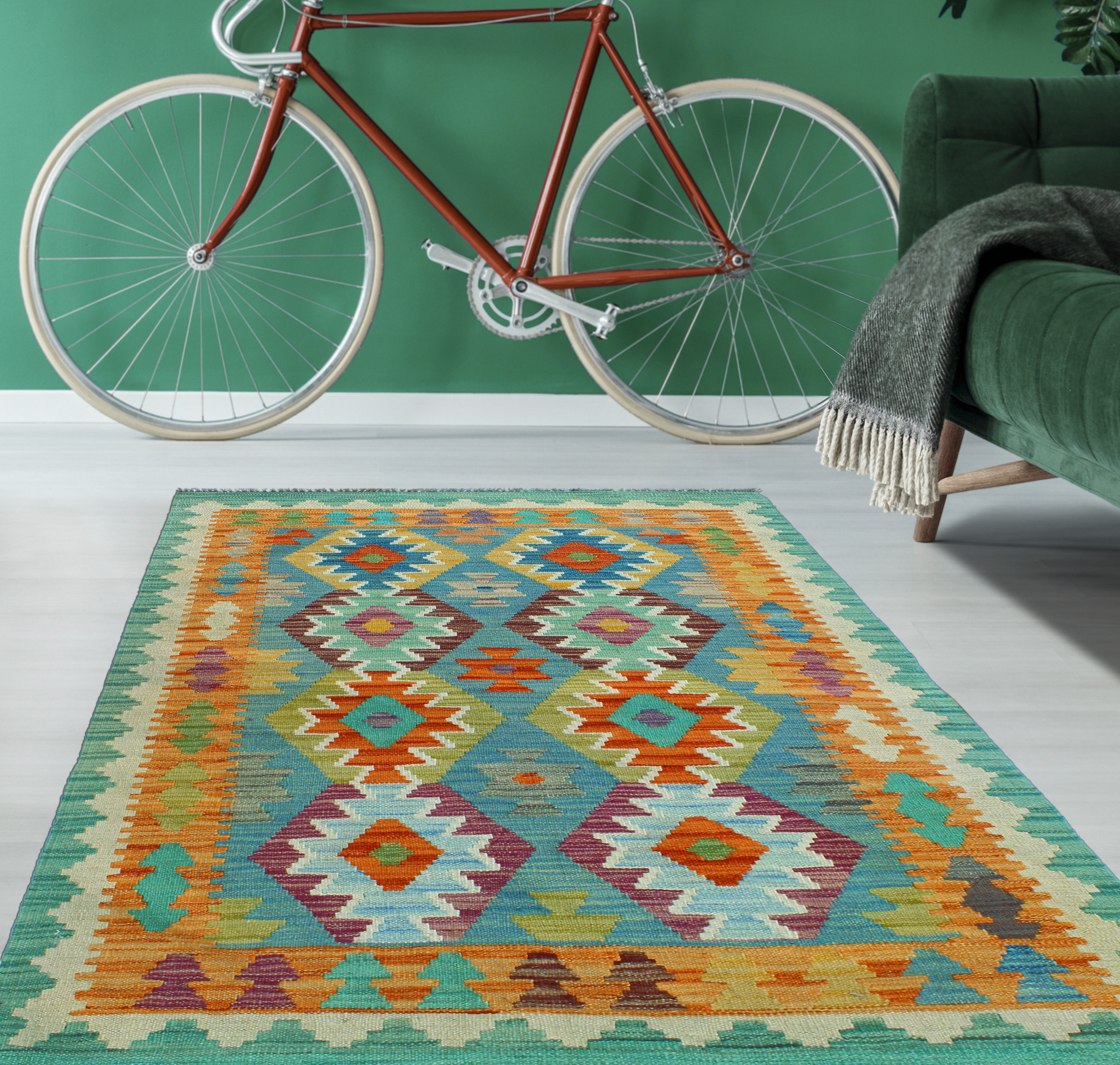 Isabelline Flatweave Radbert Blue Rug | Wayfair