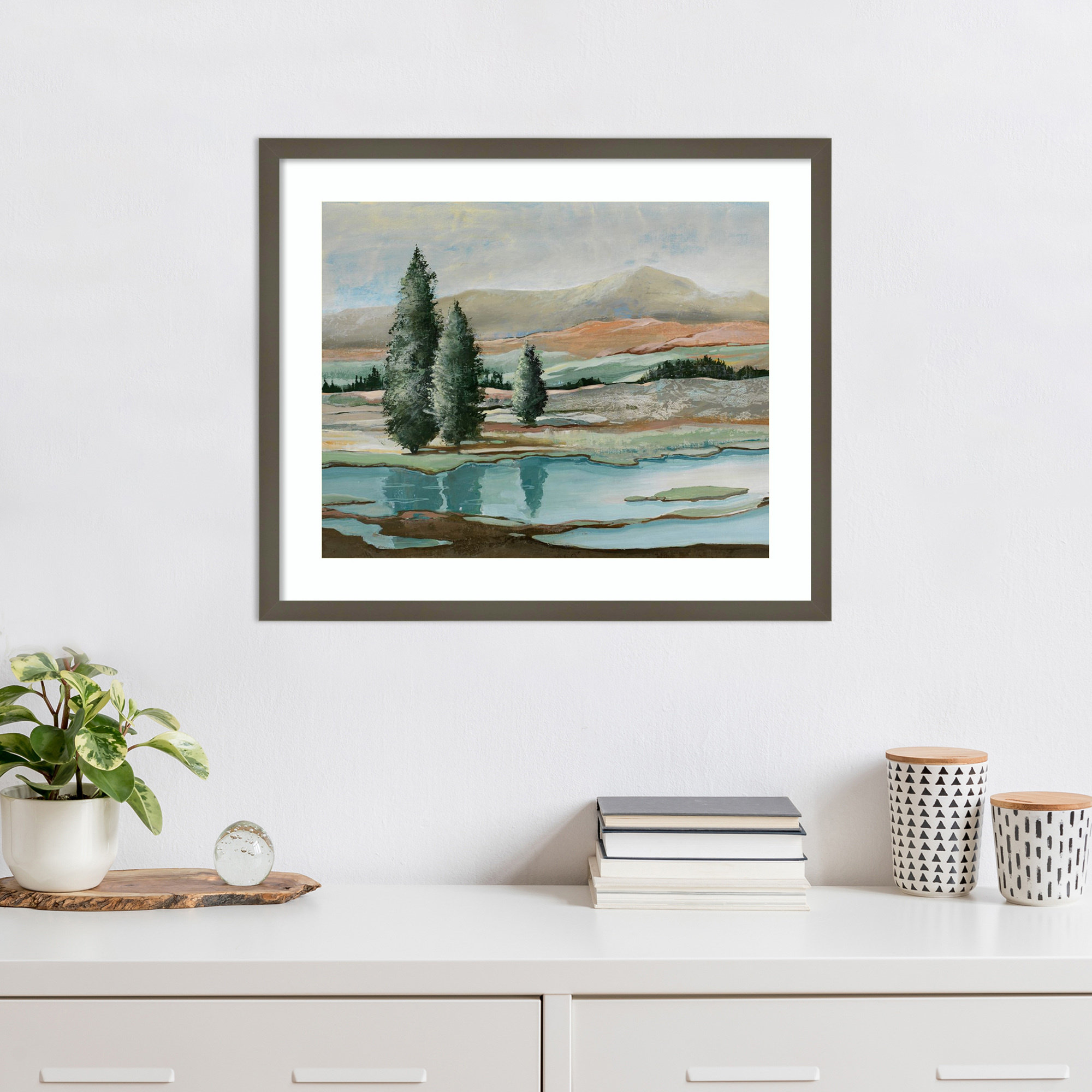 Lark Manor™ Trees Across The River by Max Maxx Wood Framed Wall Art ...