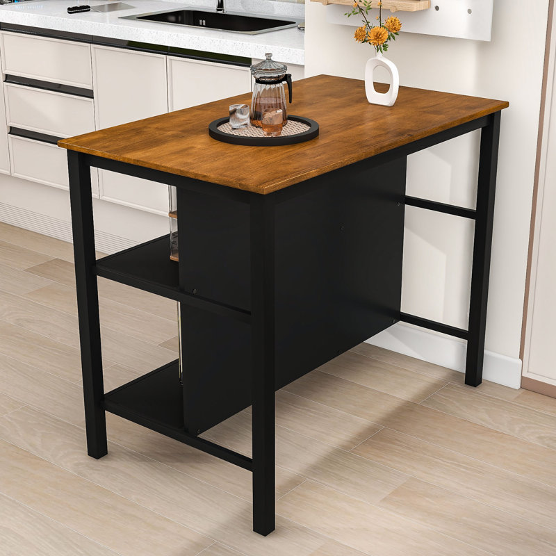 Lark Manor™ Deiter Rustic 45" Kitchen Island, Rubberwood Butcher Block ...