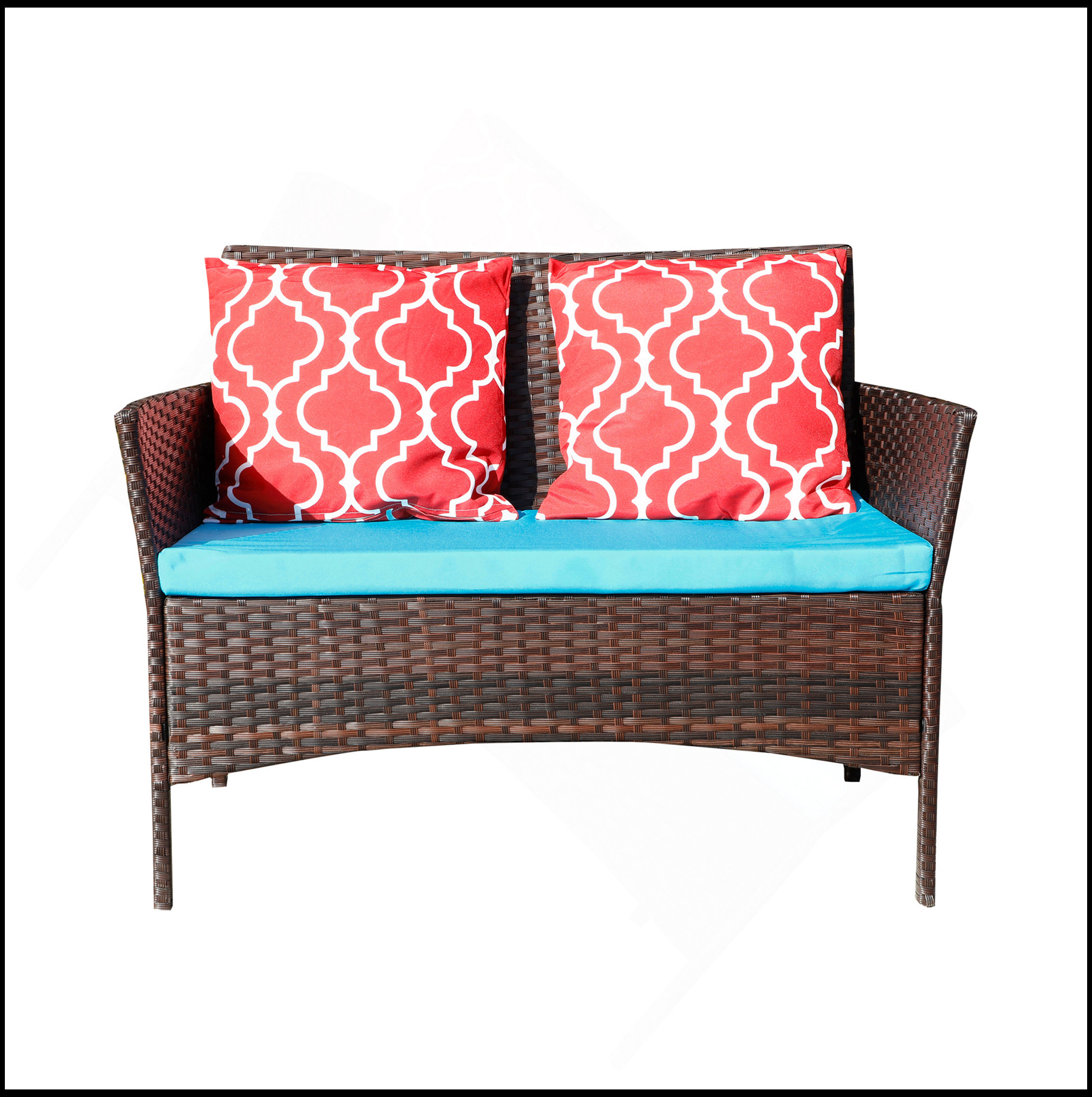 Dakota Fields Four-Piece Sofa Set Table With Sofa Chair PE Rattan ...