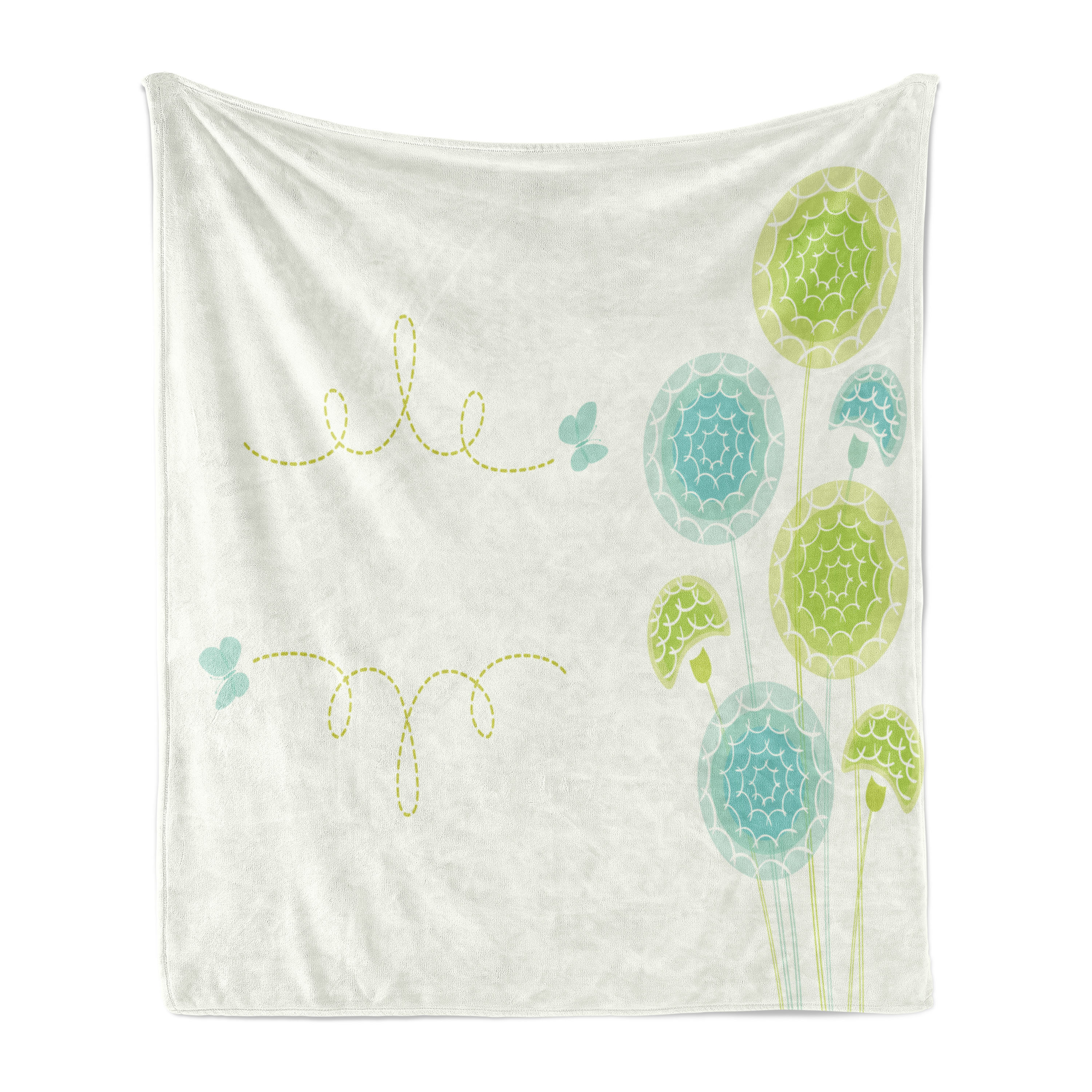 Ambesonne Dandelion Fleece Throw Blanket Hand Drawn Plants Pale Green ...