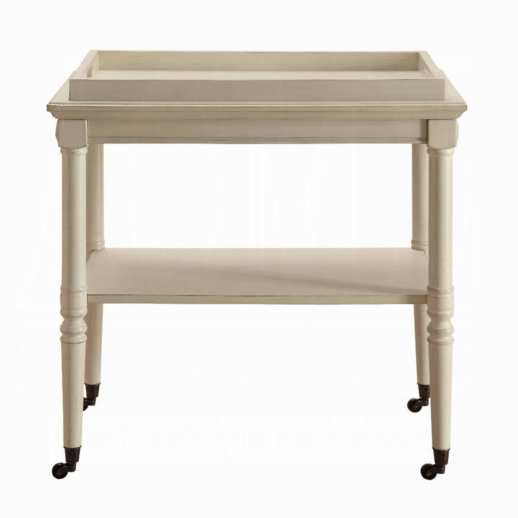 Gracie Oaks Antique White Serving Cart with Shelf | Wayfair