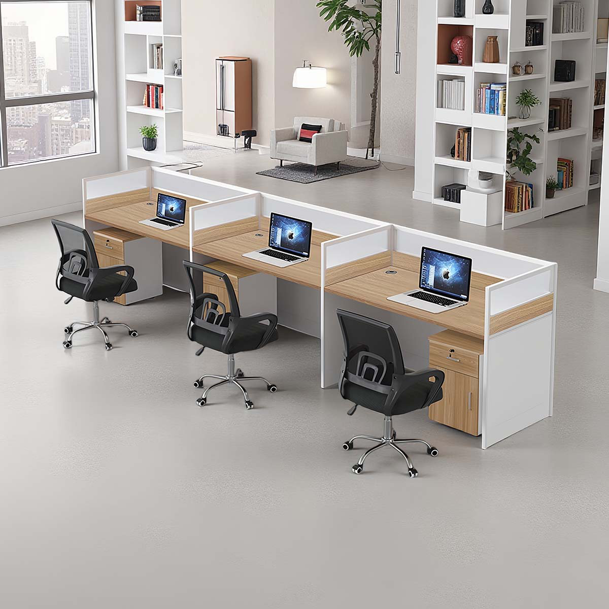 Hokku Designs Credenza Desk Rectangle 3 Person Cubicle - Wayfair Canada