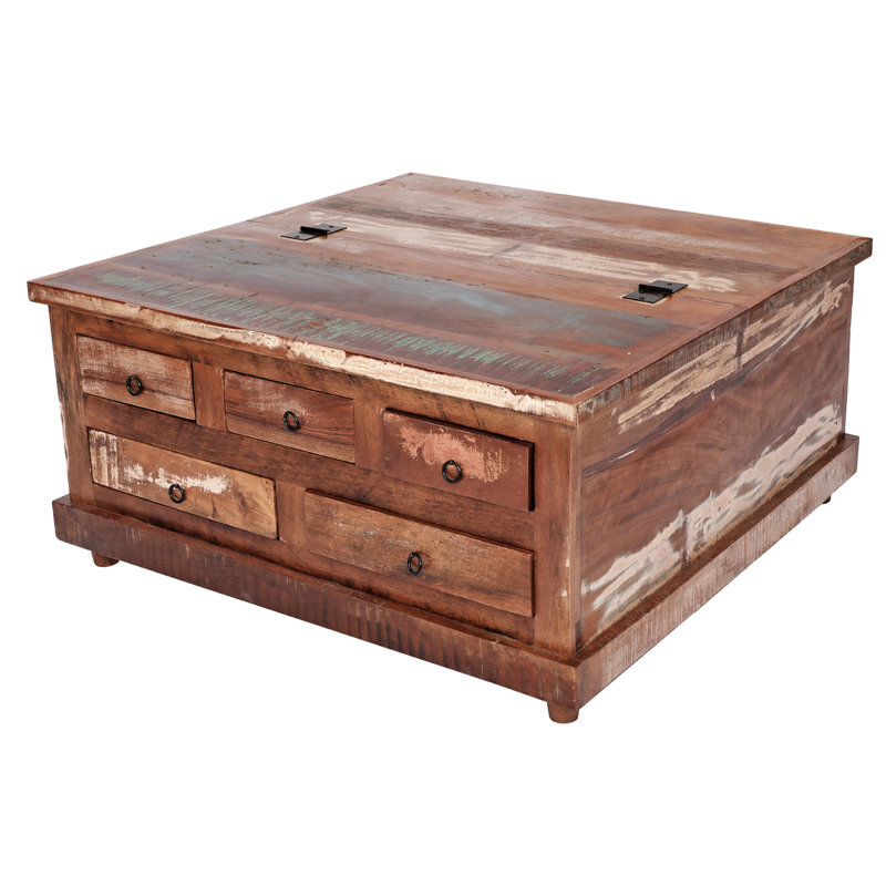 Loon Peak® Brenard Antique Solid Wood Square Coffee Table | Wayfair