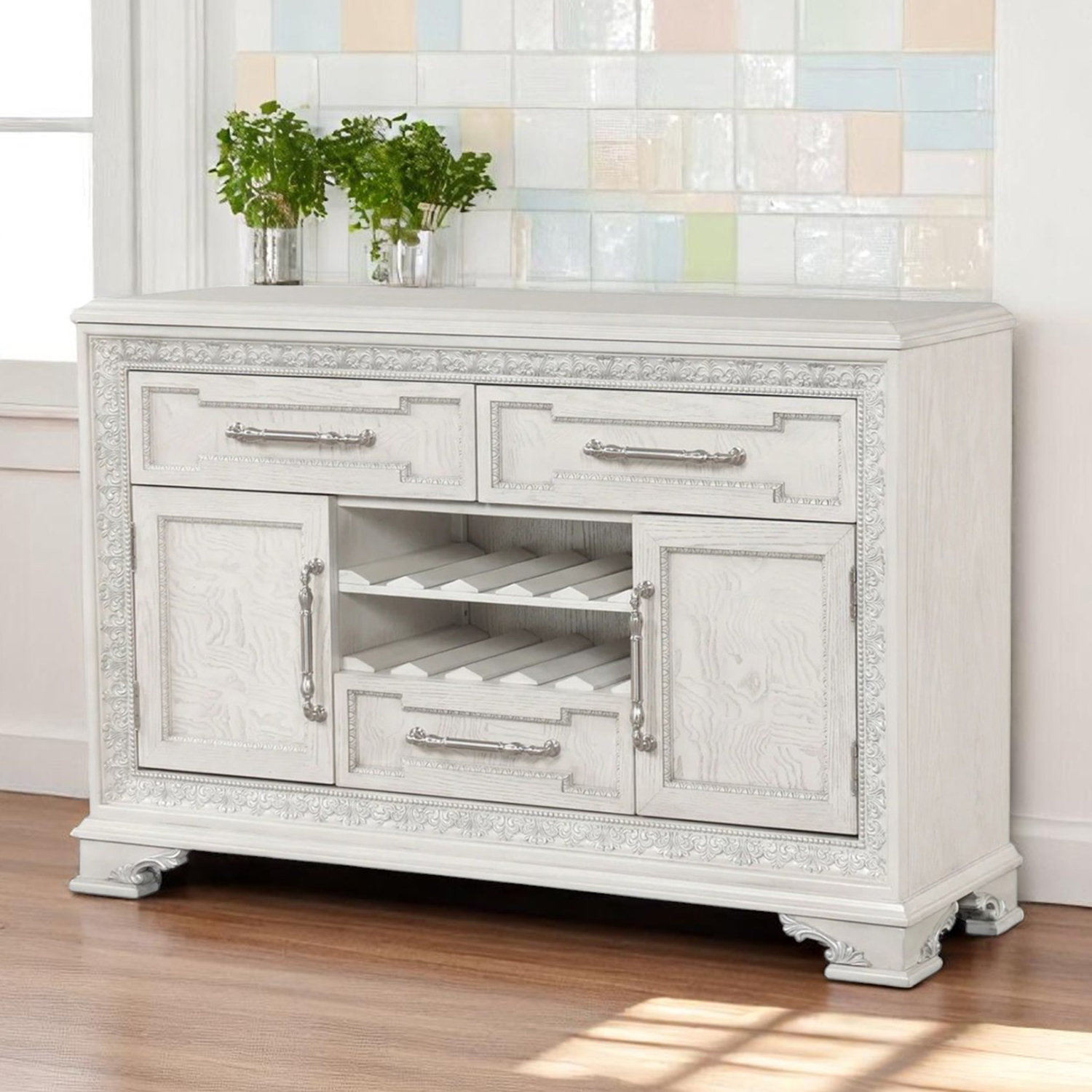 Rosdorf Park 3 Drawers And 2 Doors Wooden Sideboard With Ornate Corbels ...