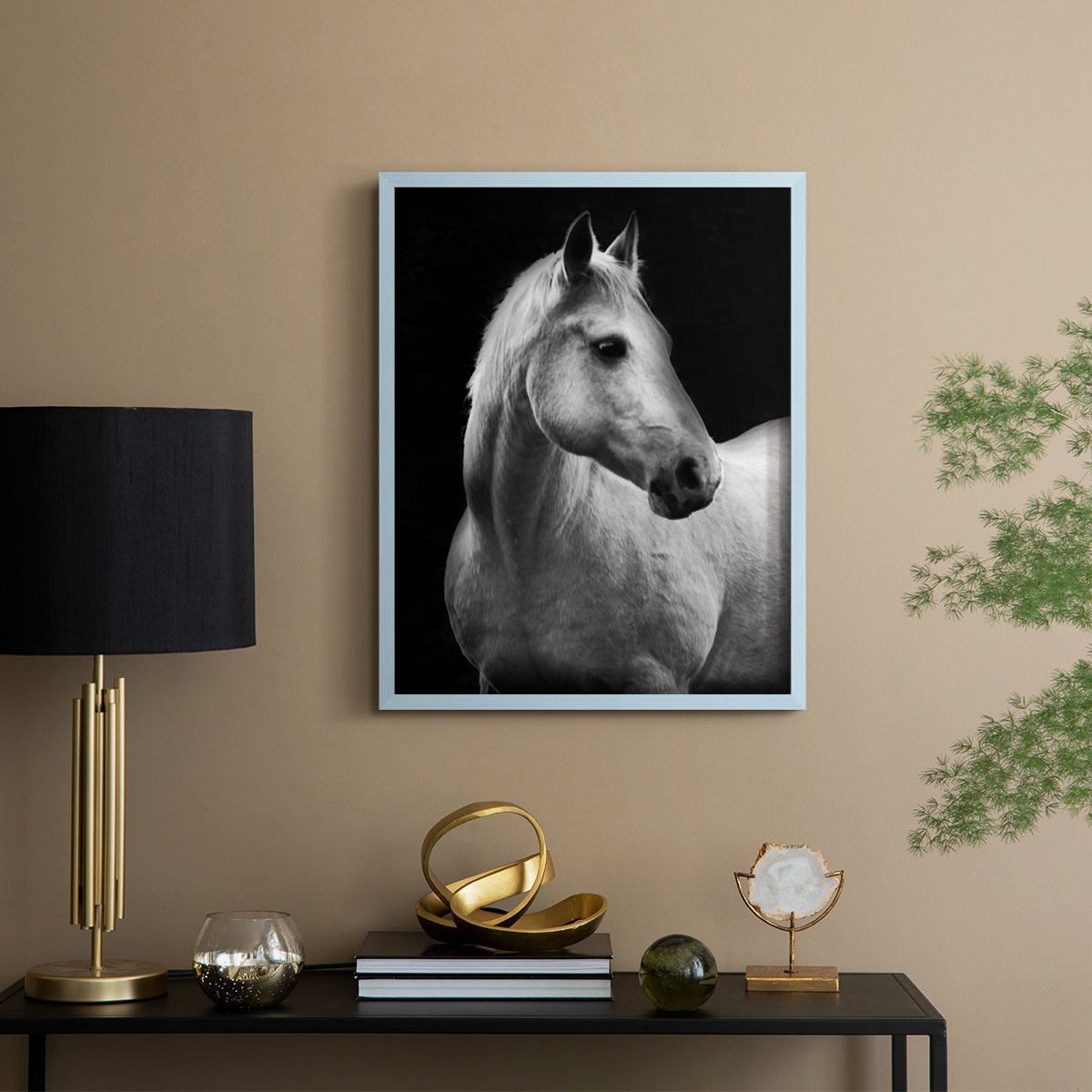 Union Rustic White Mare Drama Framed Print - Solid Wood | Wayfair