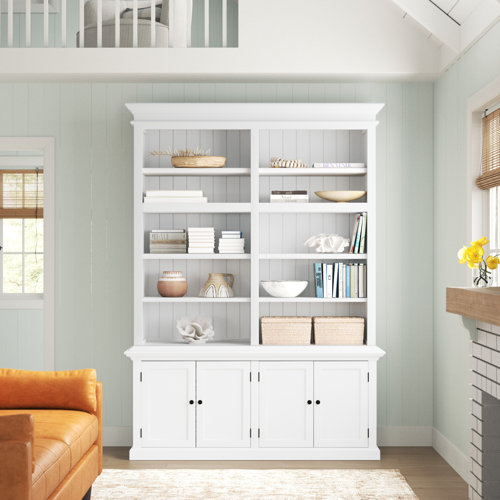 Wildon Home® Amores 86.61" H x 62.99" W Solid Wood Library Bookcase ...