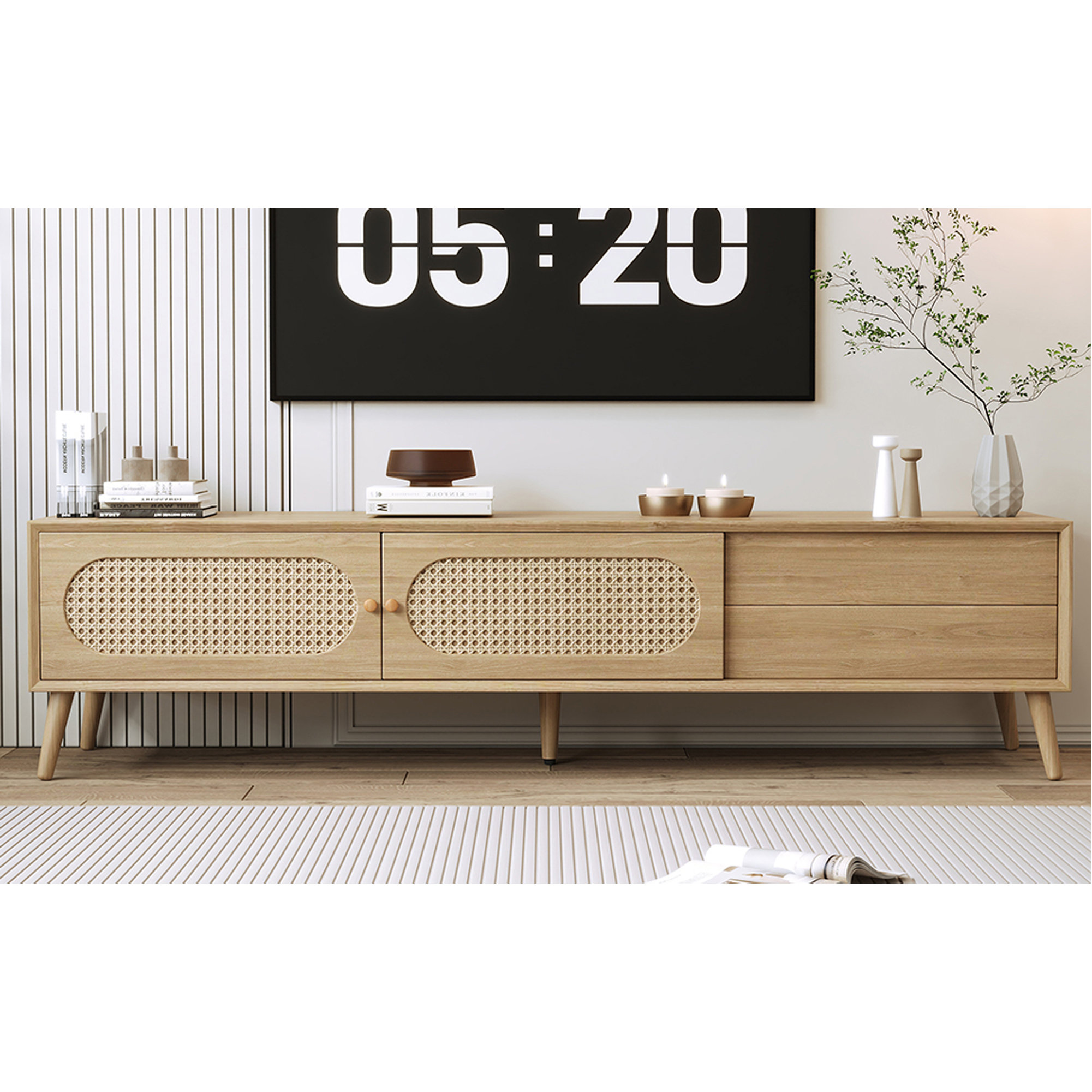 Ivy Bronx Boho TV Stand For Tvs Up To 80'', Modern Farmhouse Media ...