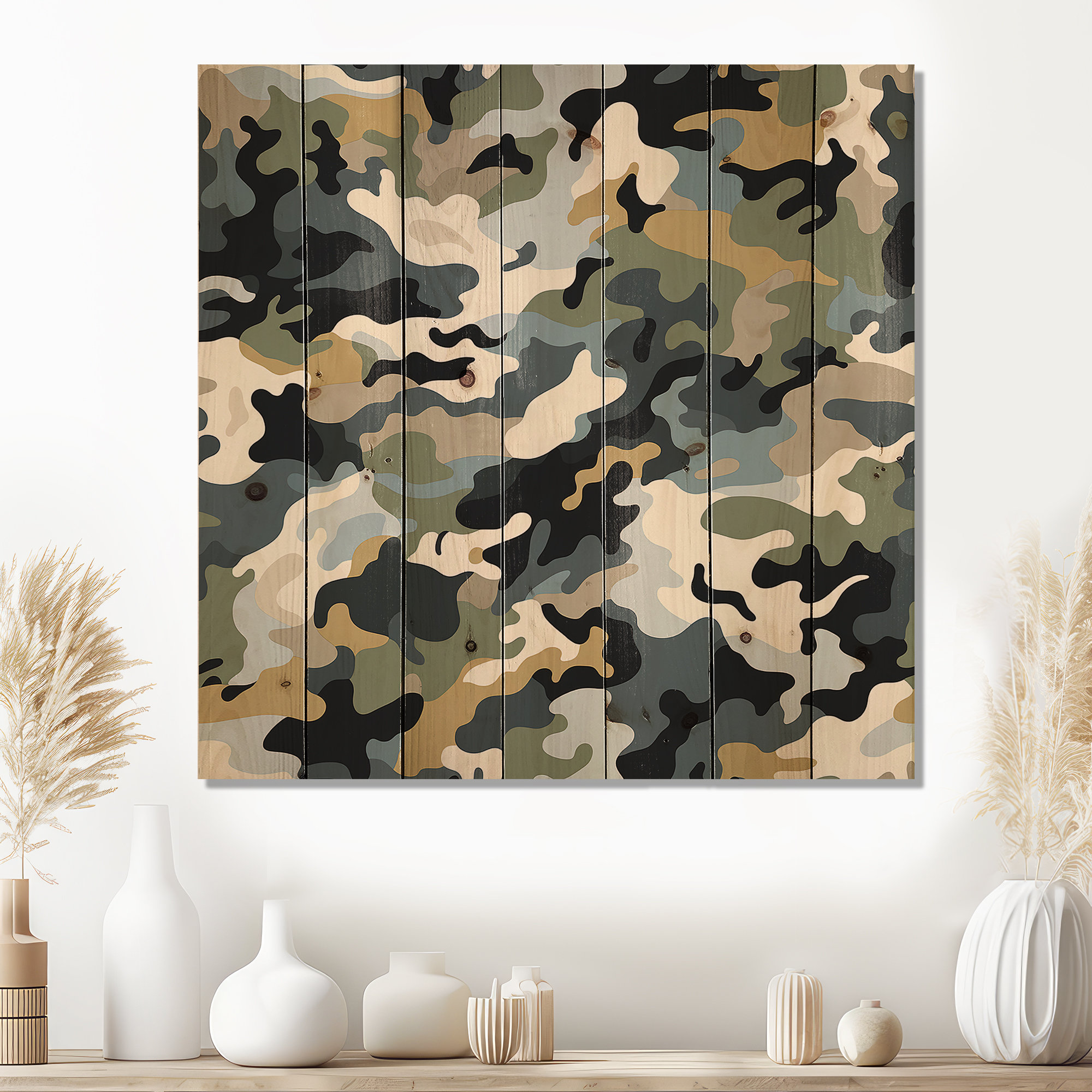 Design Art City Camo Concealment - Camouflage Wood Wall Decor On ...