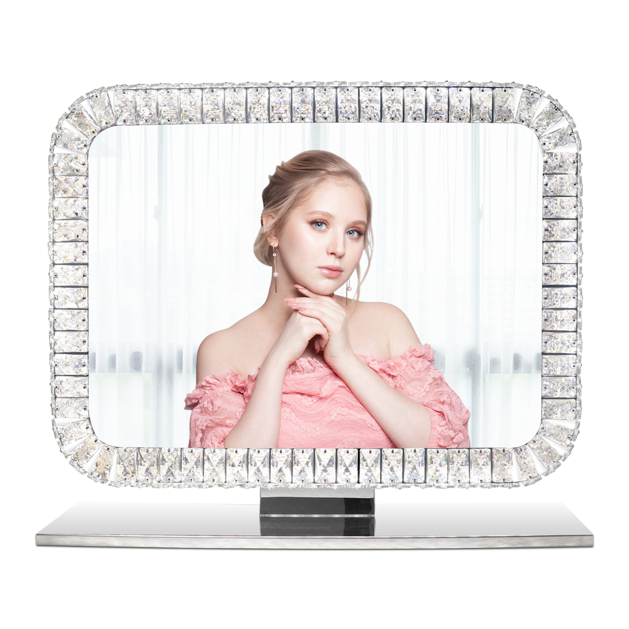 Everly Quinn Bling Collection Mini RGB Vanity Mirror for Desk, App ...