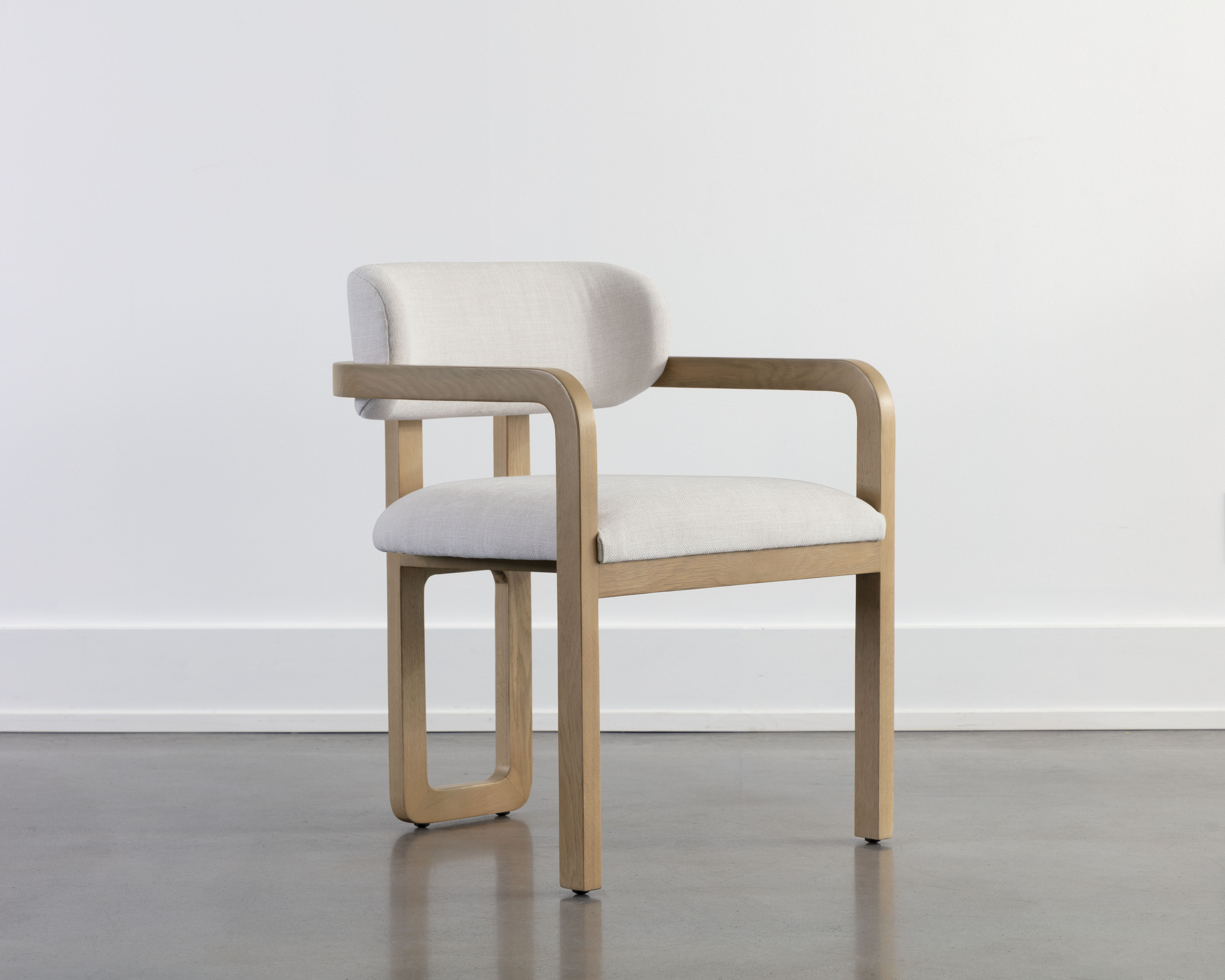 Hokku Designs RANDELLE DINING ARMCHAIR - RUSTIC OAK - HEATHER IVORY ...