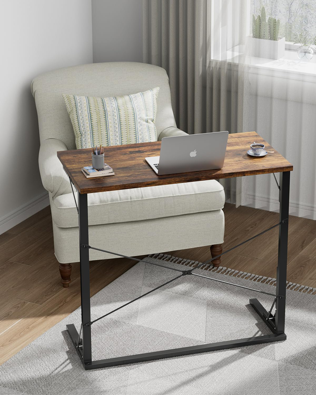 FEIYAN 31.5" Folding Desk, Foldable TV Tray Table For Eating On Couch ...