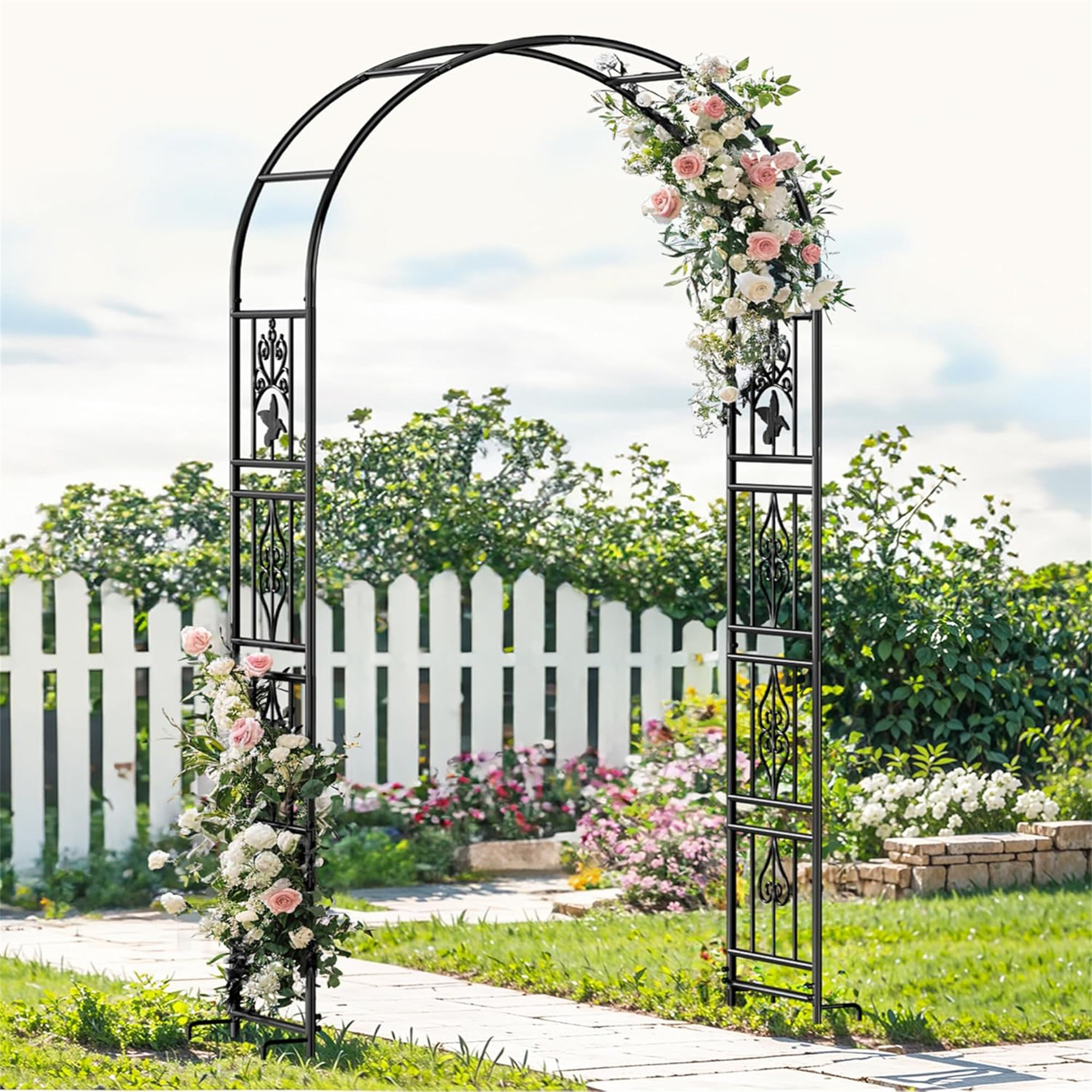 SUBORM Large Metal Garden Arches, Long Garden Arch Trellis, Outdoor ...