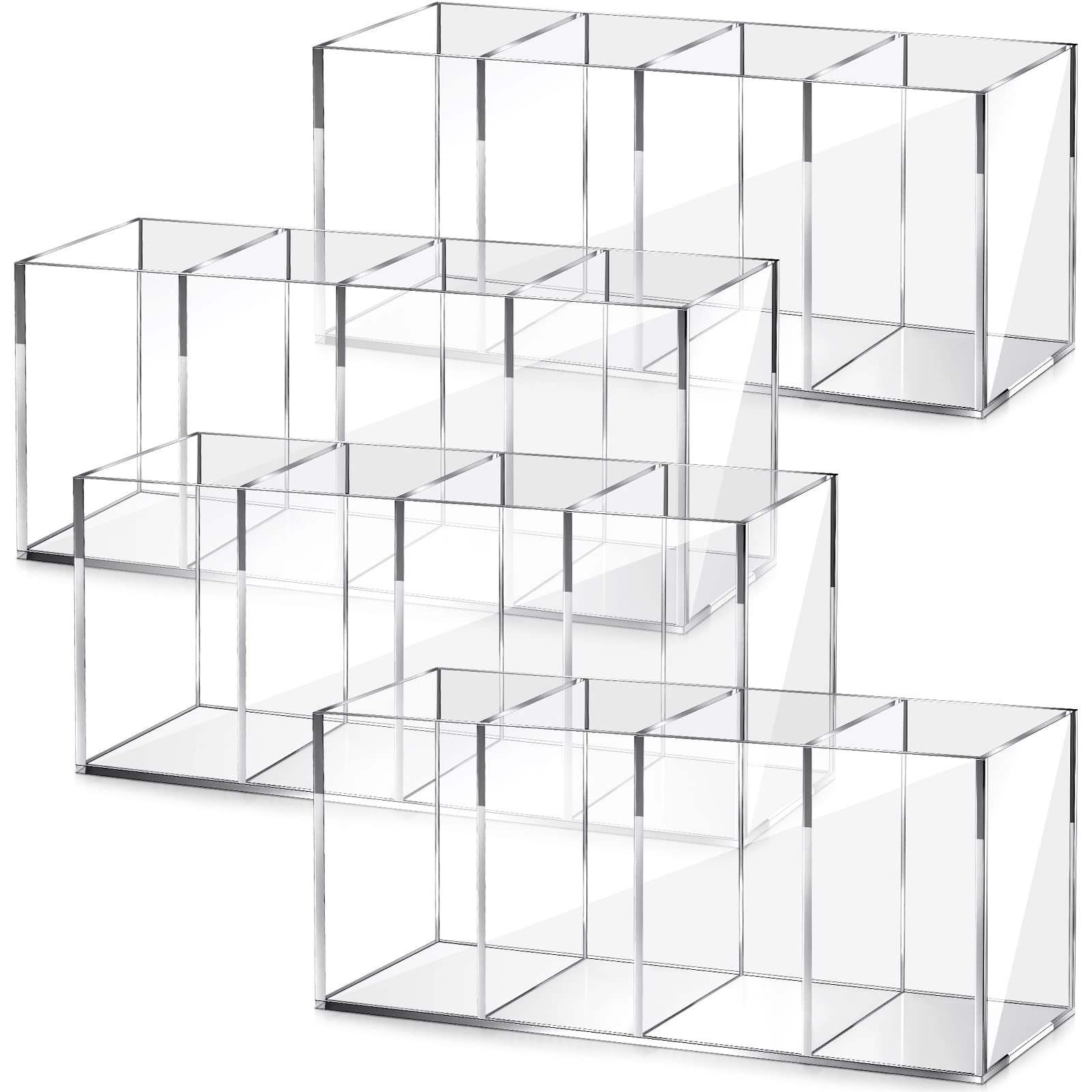 Ivy Bronx 4 Pack Acrylic Pencil Holder - 4 Compartment Clear Pencil ...