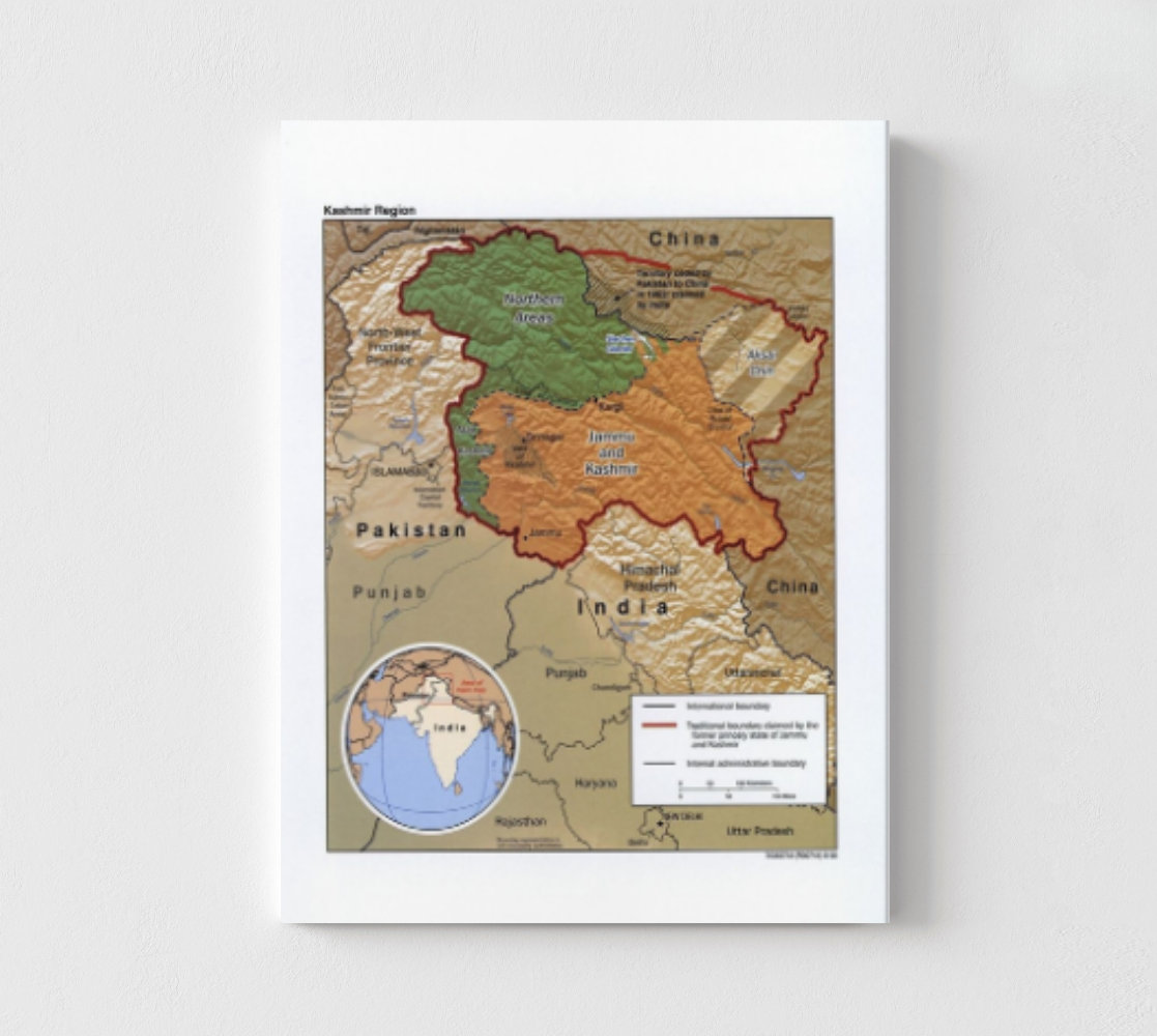 WeFrameArt Kashmir-India, Indian City Map, Framed India Map, Colorful ...