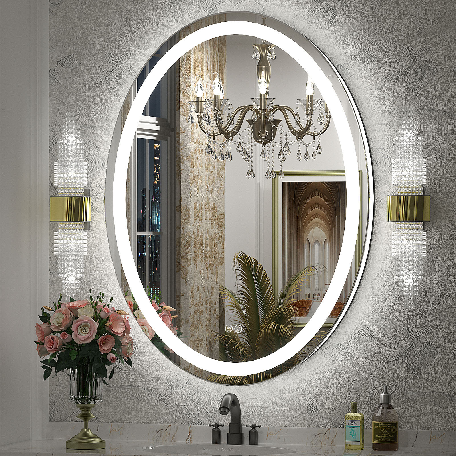 Orren Ellis Miroir ovale en verre trempé anti-buée certifié Aevar et ...