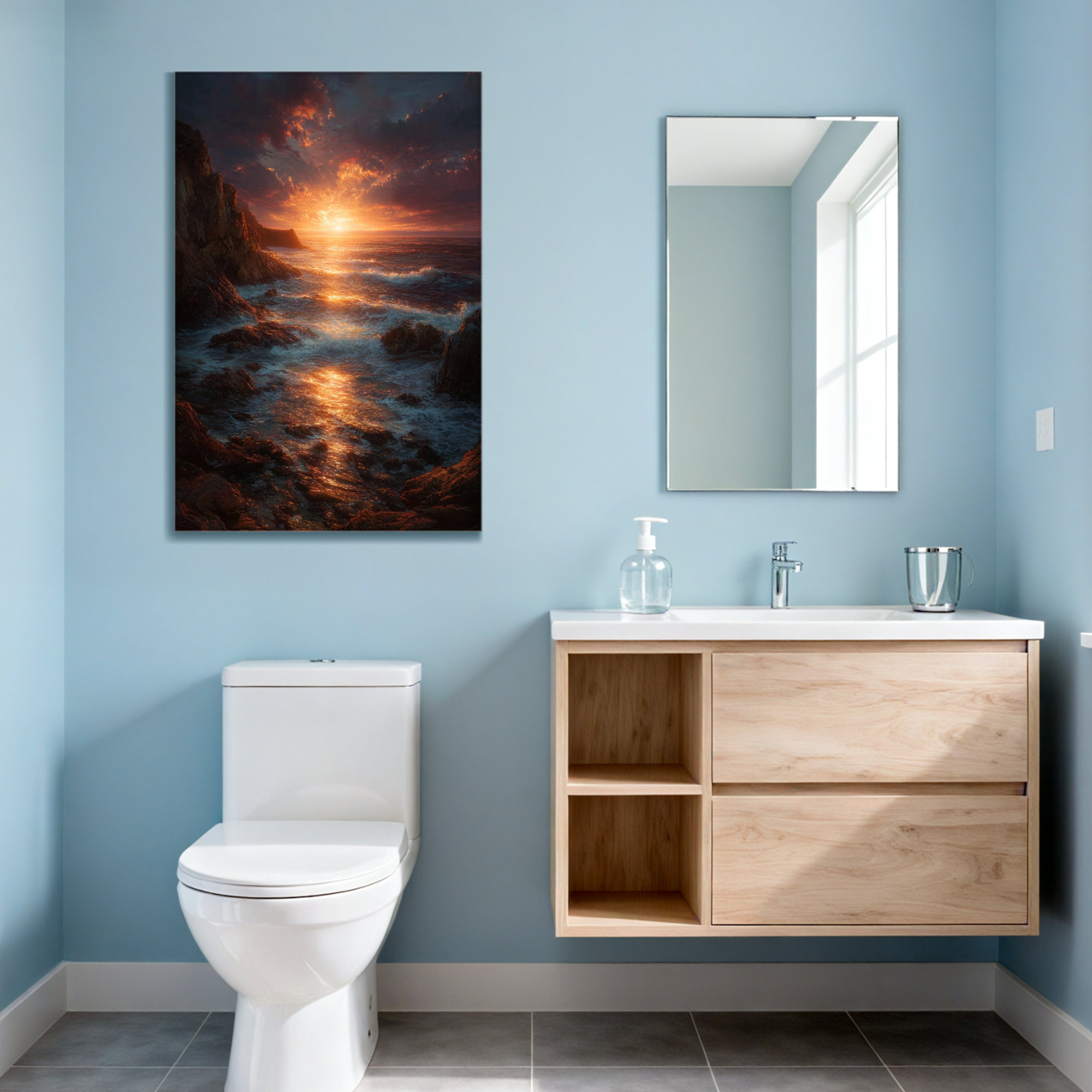 Red Barrel Studio® Landscape & Nature Sunset Ocean Waves Rocky ...