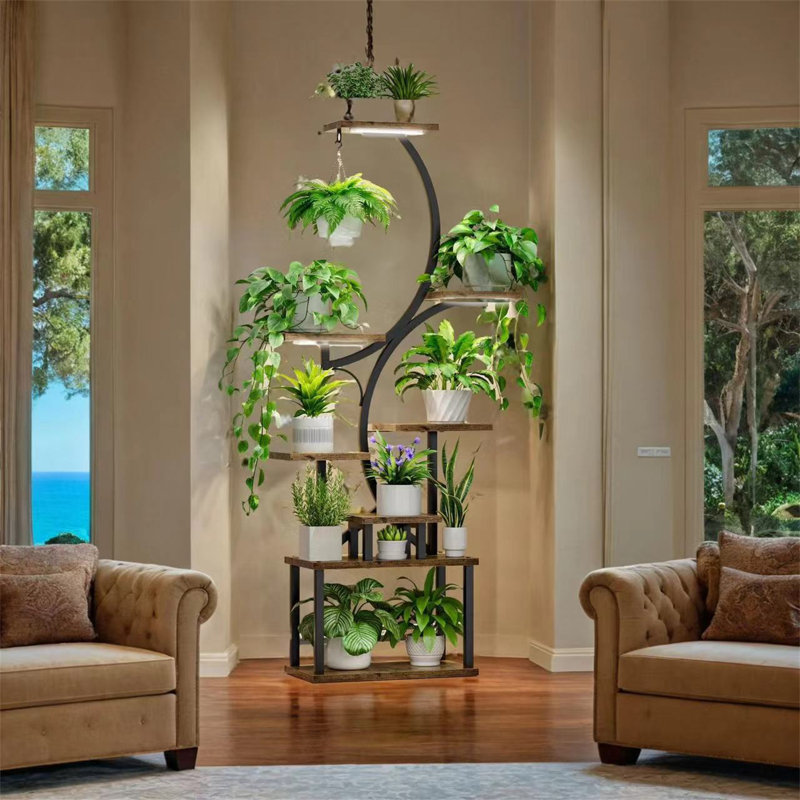 Trent Austin Design® 61 Inch Indoor Plant Stand with Grow Light, 8-Tier ...
