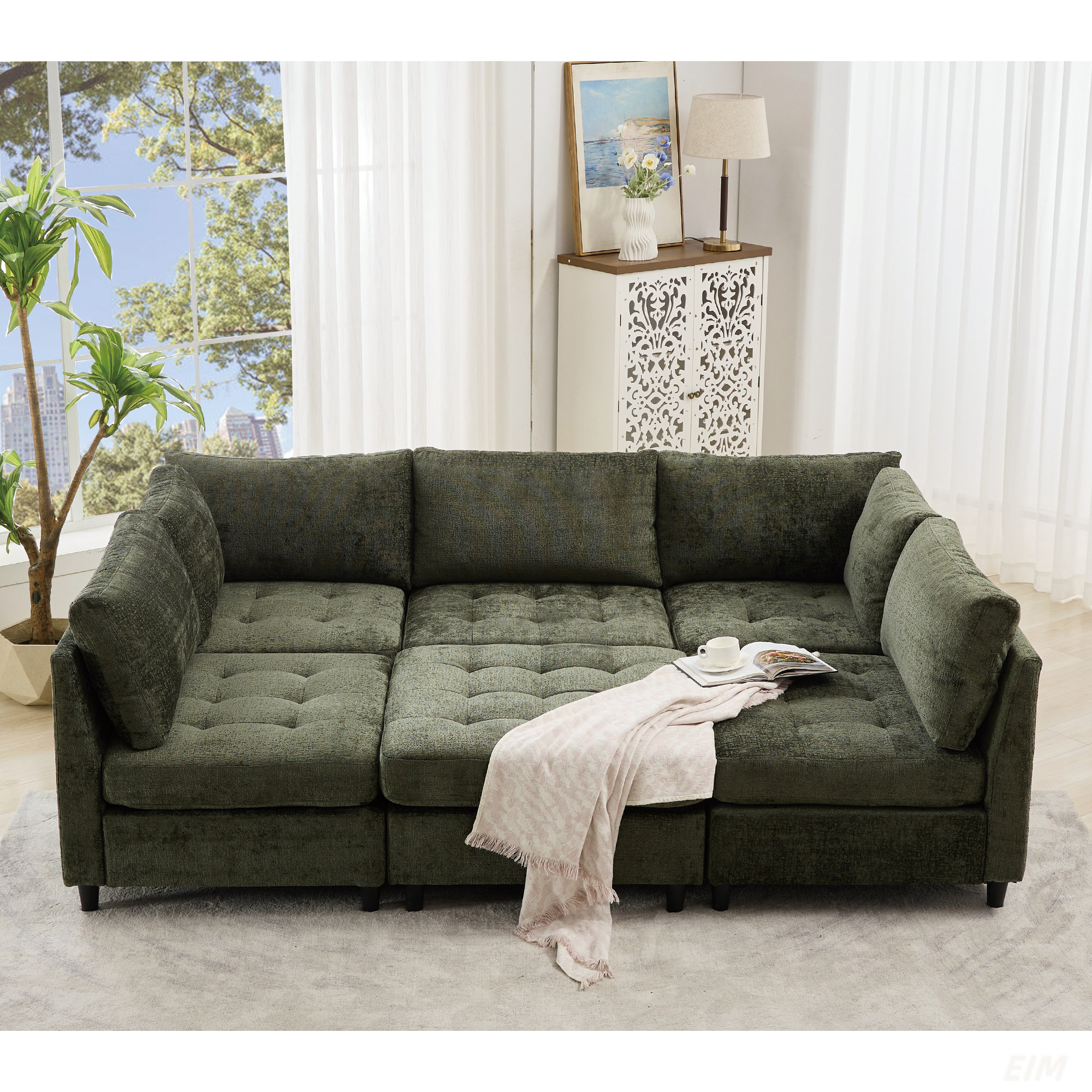 Latitude Run® Modular Sectional Couch With Storage Ottoman, U Shaped ...