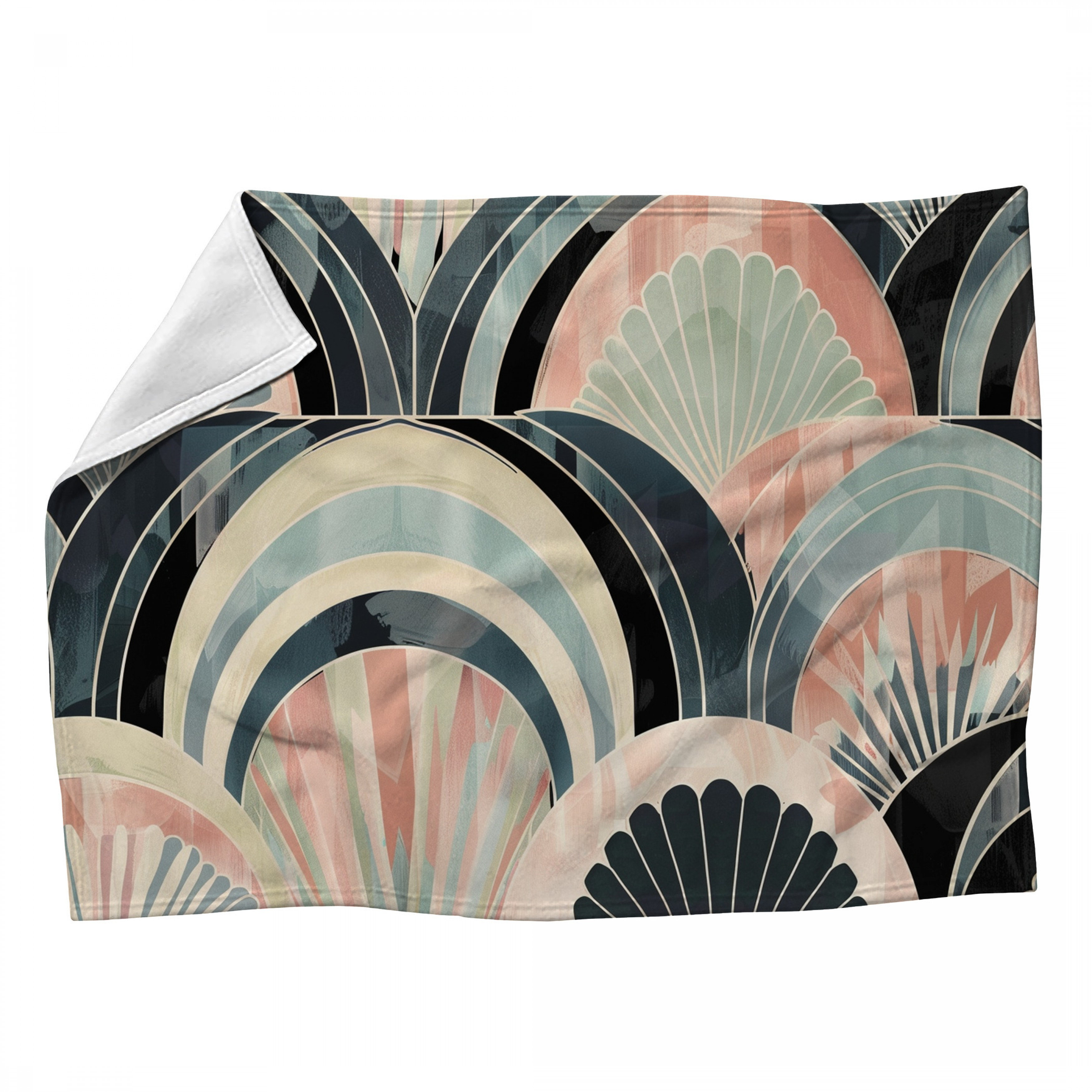 VisionDecor Art Deco Waves Fleece Throw Blanket - Geometric Throws for ...