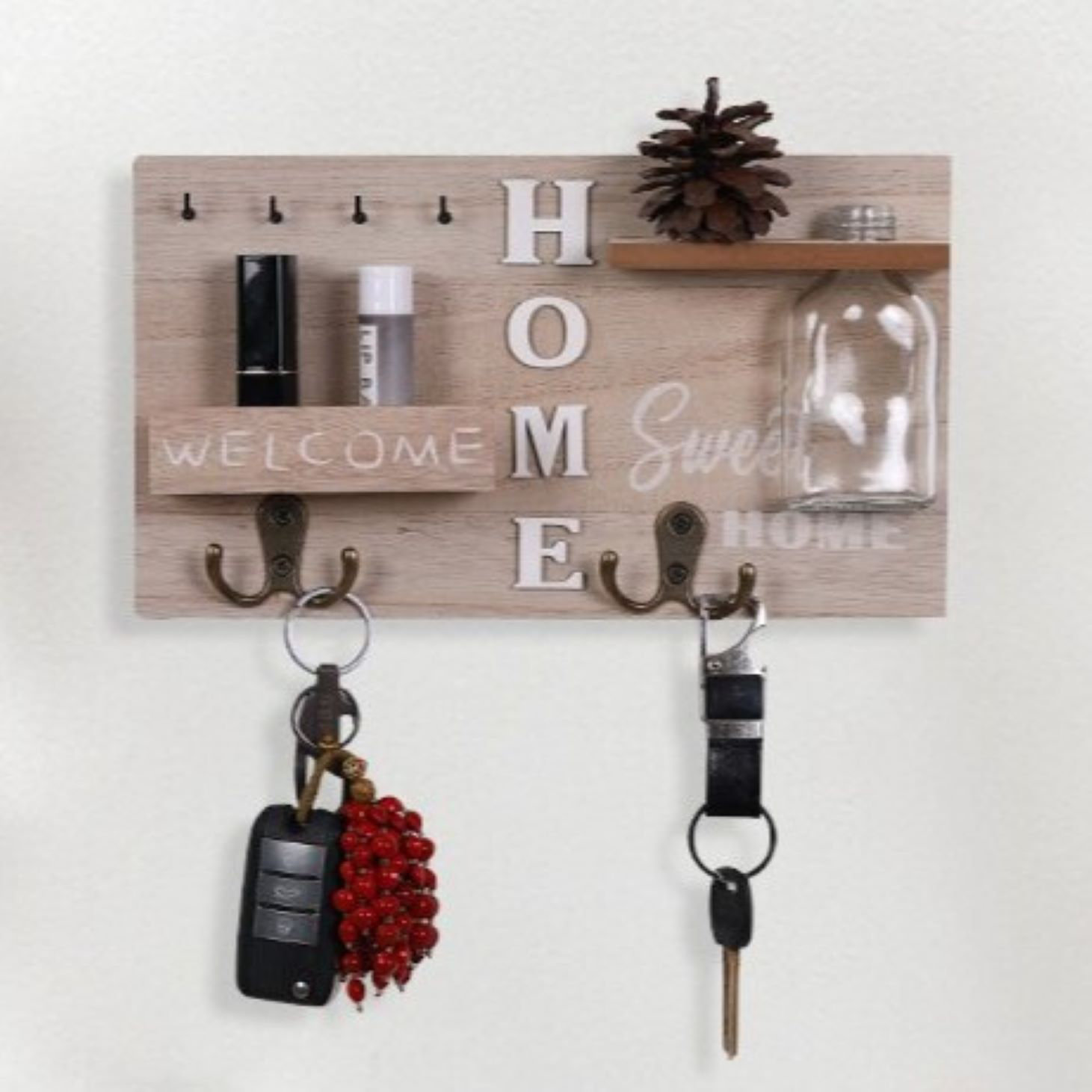 Ophelia & Co. Wooden Wall Organizer with Key Hooks | Wayfair