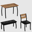 Ebern Designs Dining Table Set for 4, Sturdy Wooden Kitchen Table with ...