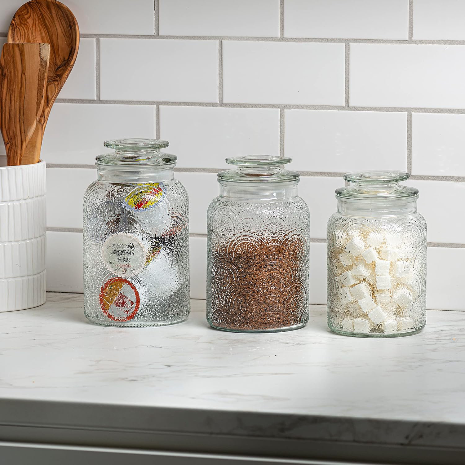 Toledo Bath & Kitchen Glass Canister - Set of 3 | Wayfair