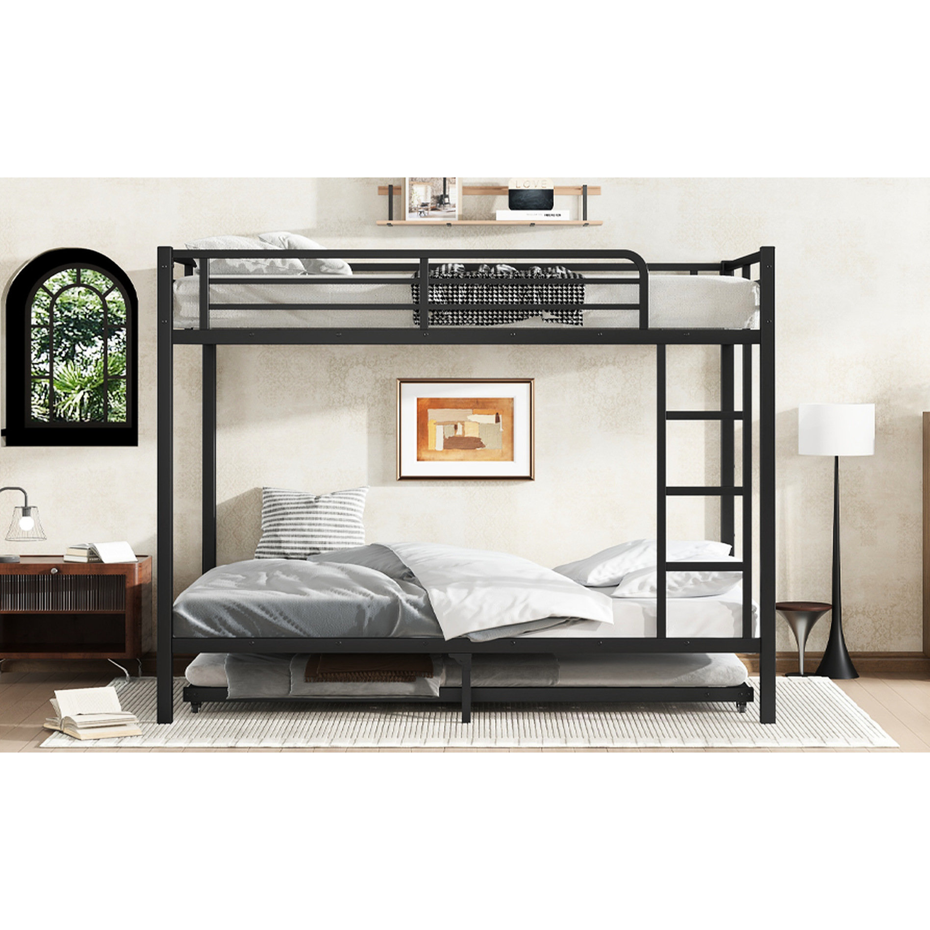 Isabelle & Max™ Full Size Metal Bunk Bed With Trundle, Black - Stable ...