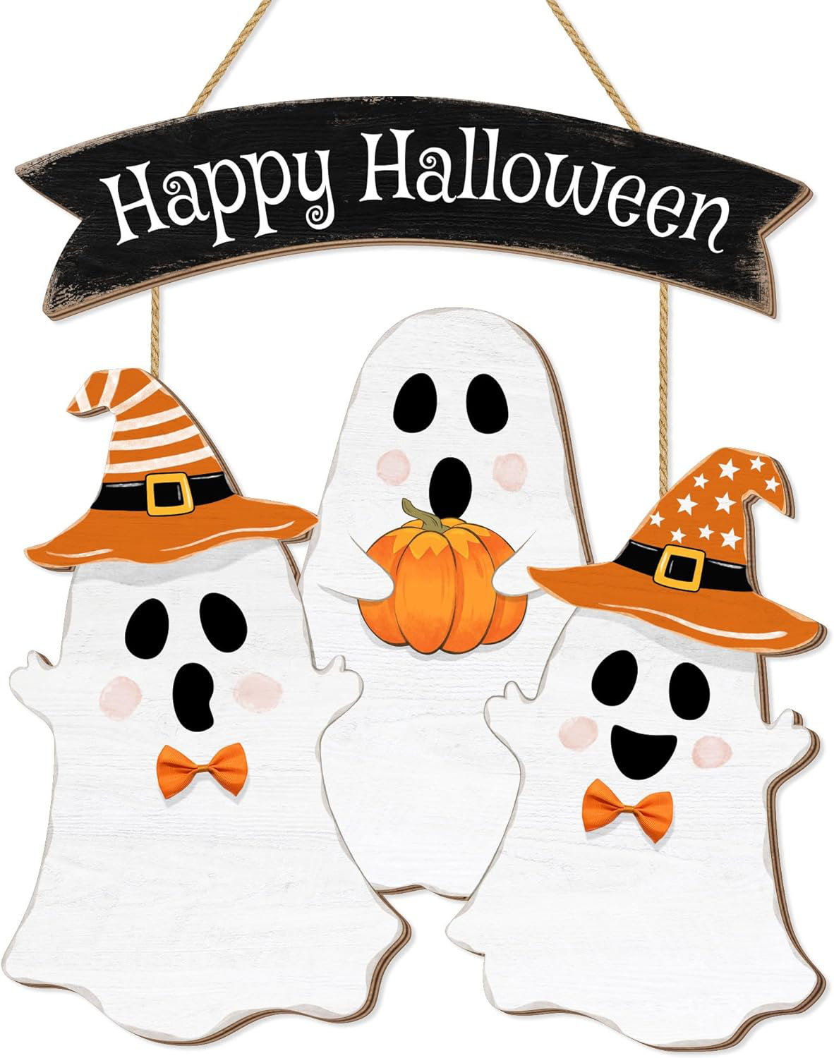 The Holiday Aisle® Halloween Ghost Door Sign BOO Decorations, Happy ...