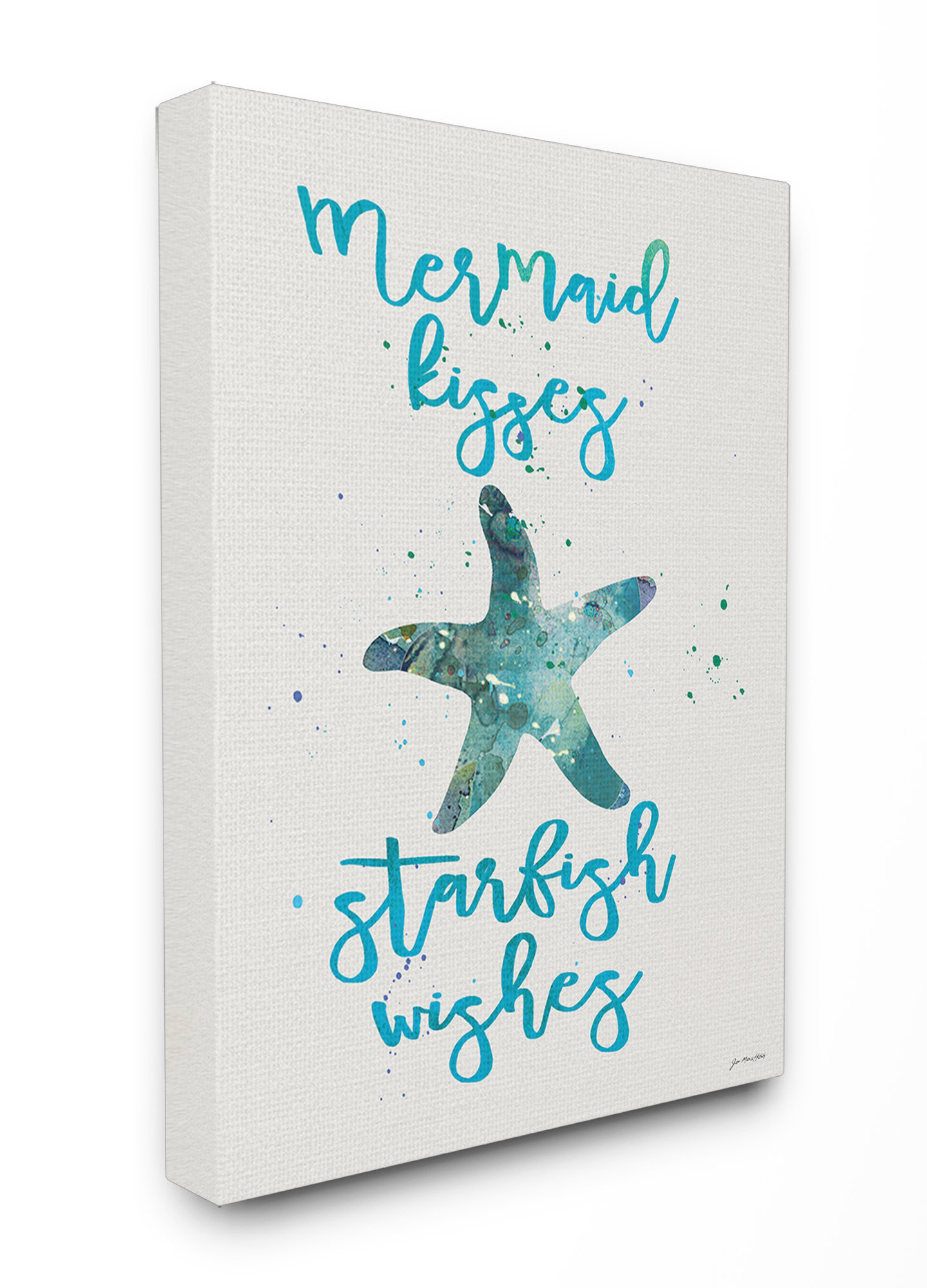Stupell Industries Mermaid Kisses Starfish Wishes Stretched Canvas Wall ...