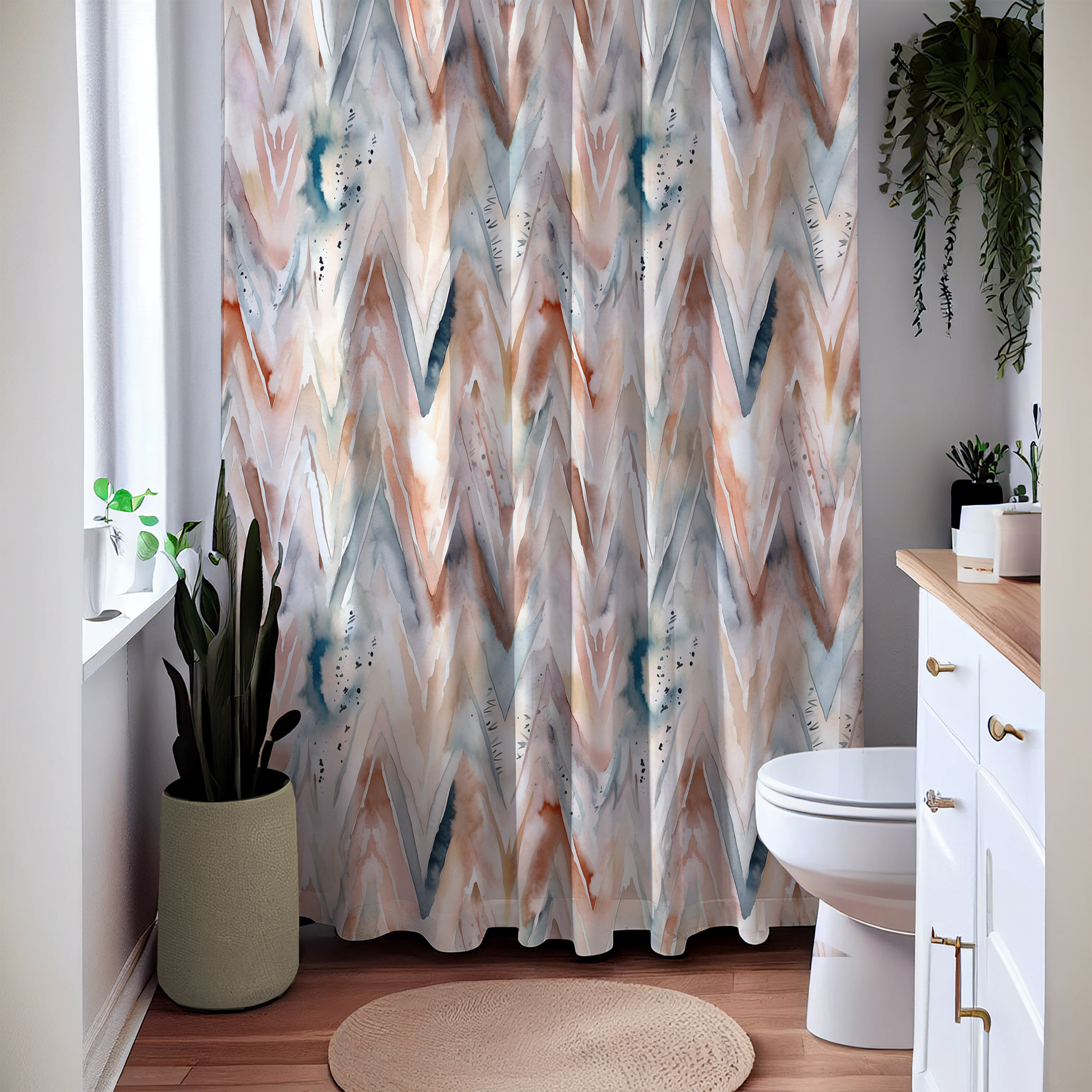 East Urban Home Dabne Chevron Shower Curtain | Wayfair